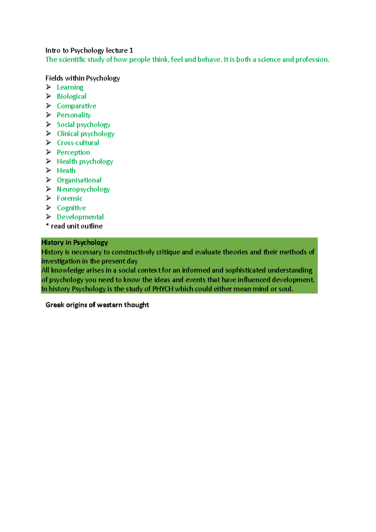 Introduction to Psychology 104 - Intro to Psychology lecture 1 The ...