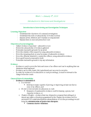 Week 9 - Reid Technique and Peace Model - Week 9 –March 13, 2019 Reid ...