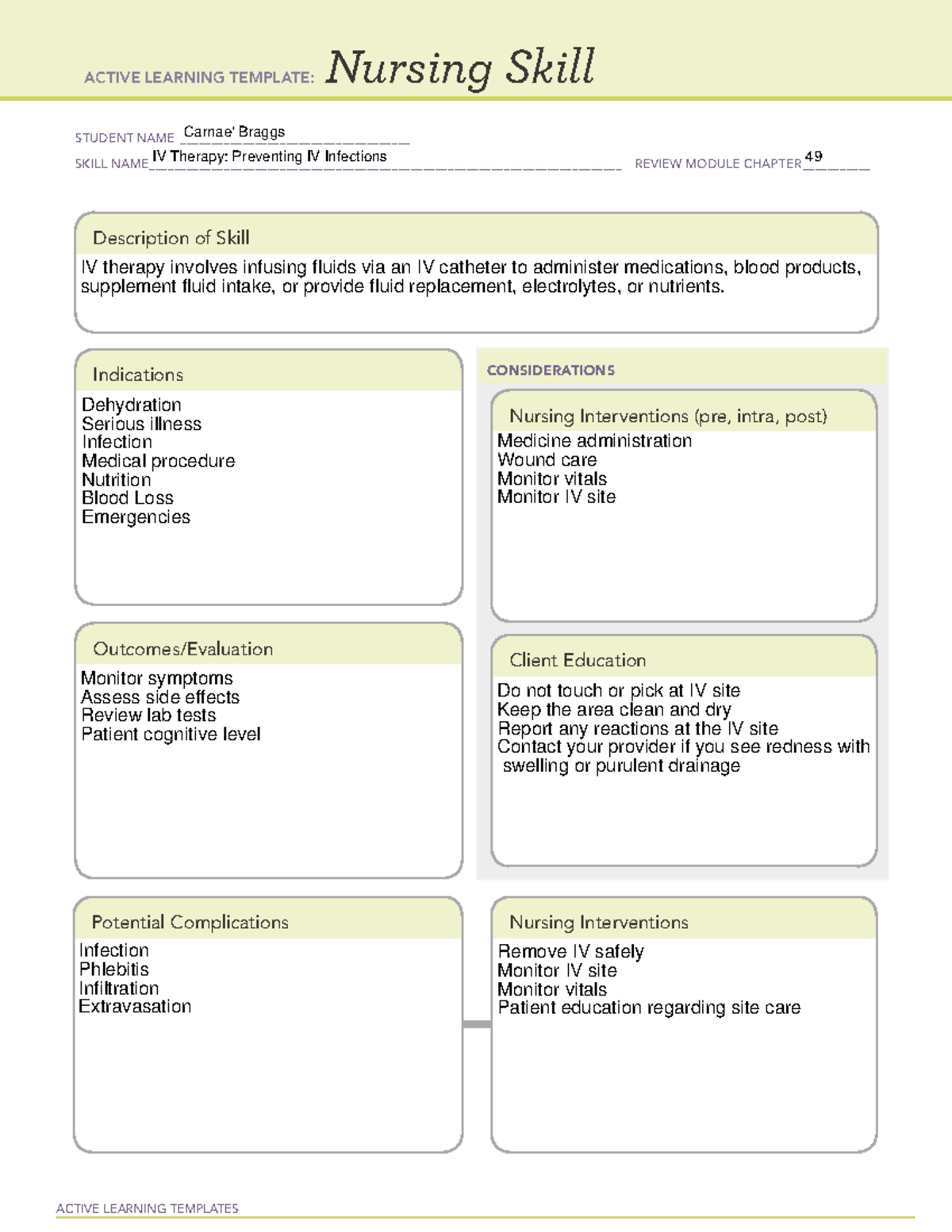 ATI remediation - 113 - ACTIVE LEARNING TEMPLATES Nursing Skill STUDENT ...