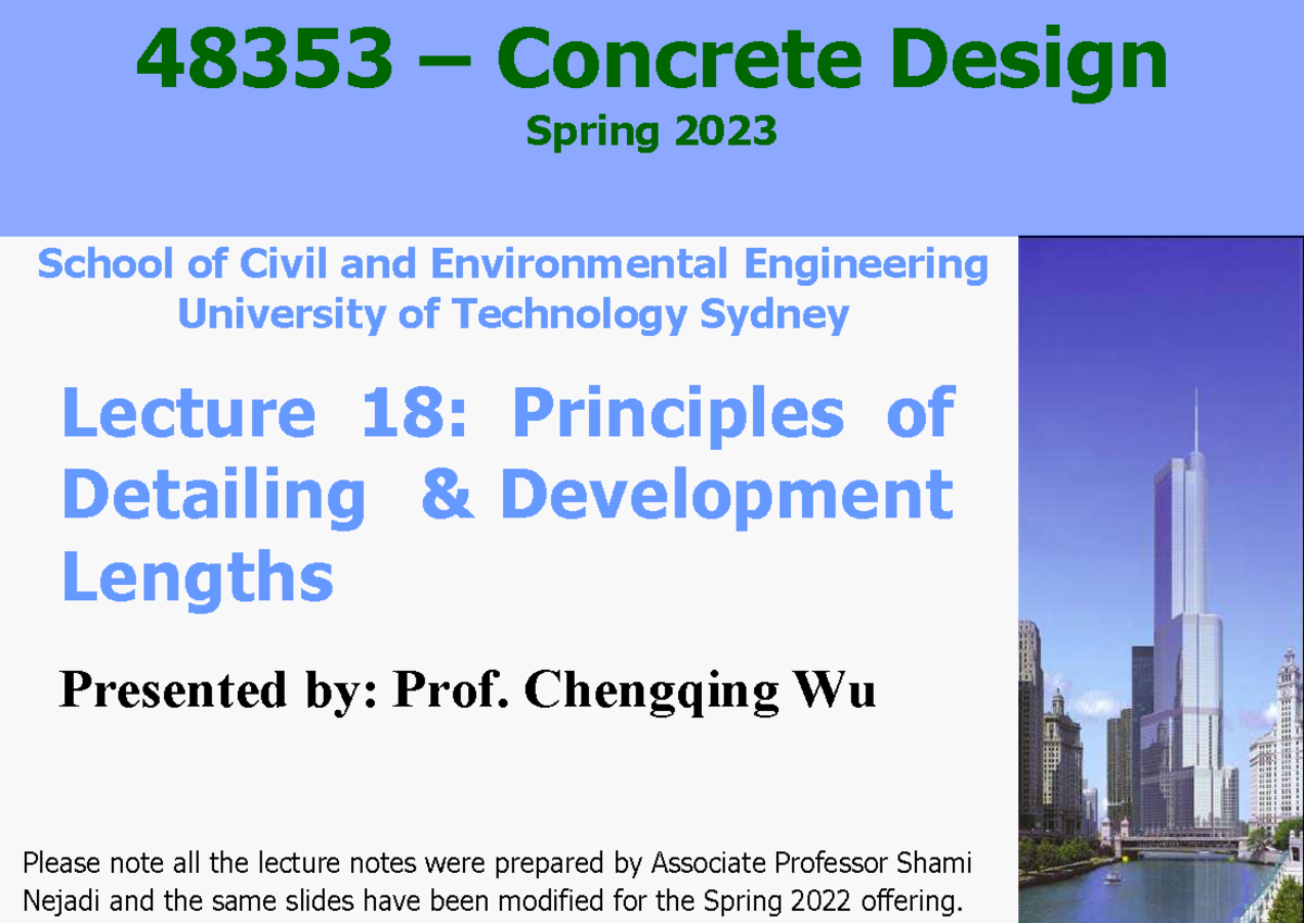 48353-CD-S23-Lecture 18 Slides-1 - 48353 – Concrete Design Spring 2023 ...