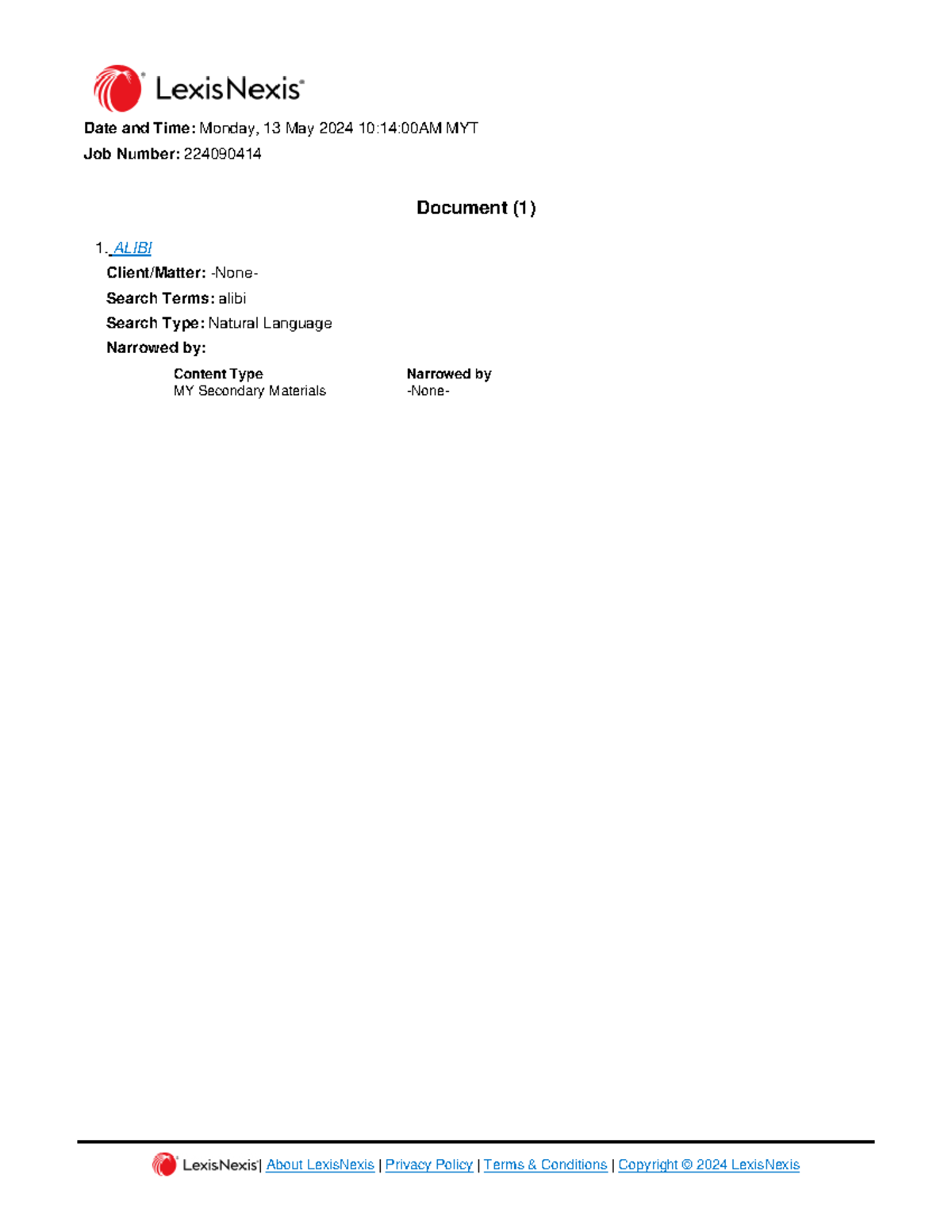 Alibi - Summary Criminal Procedure II - | About LexisNexis | Privacy ...