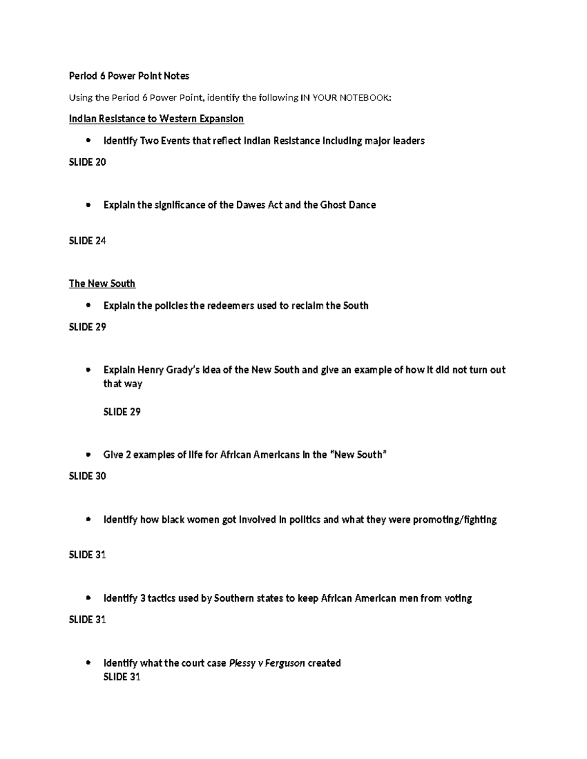 Period 6 Power Point Notes Slides - Period 6 Power Point Notes Using ...