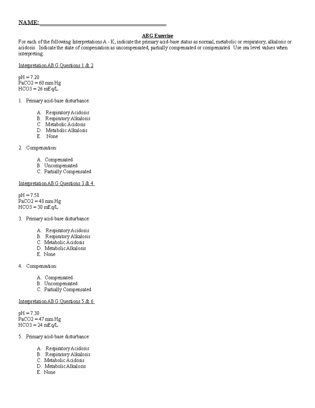 ABG exercise SU17 worksheet - NAME ...