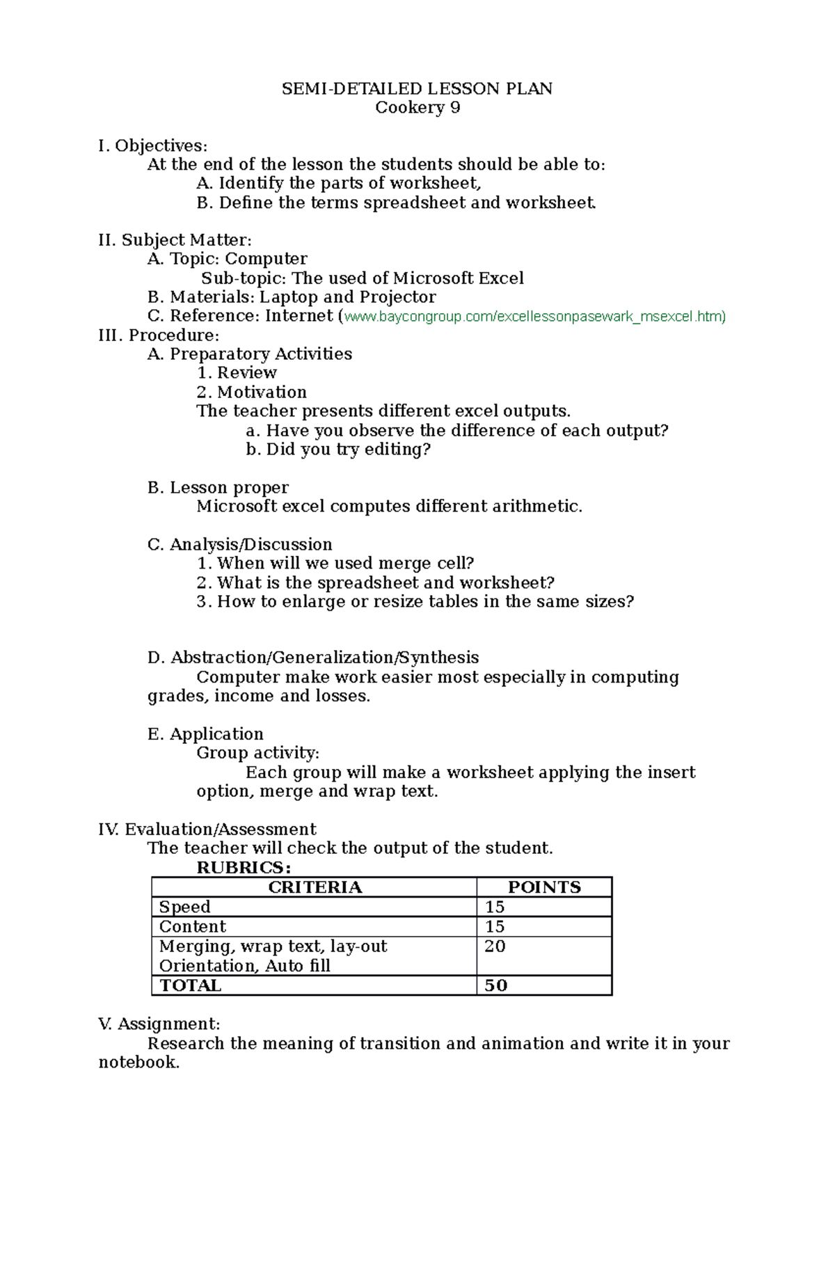 6 SEMI- Detailed Lesson Plans computer - SEMI-DETAILED LESSON PLAN ...
