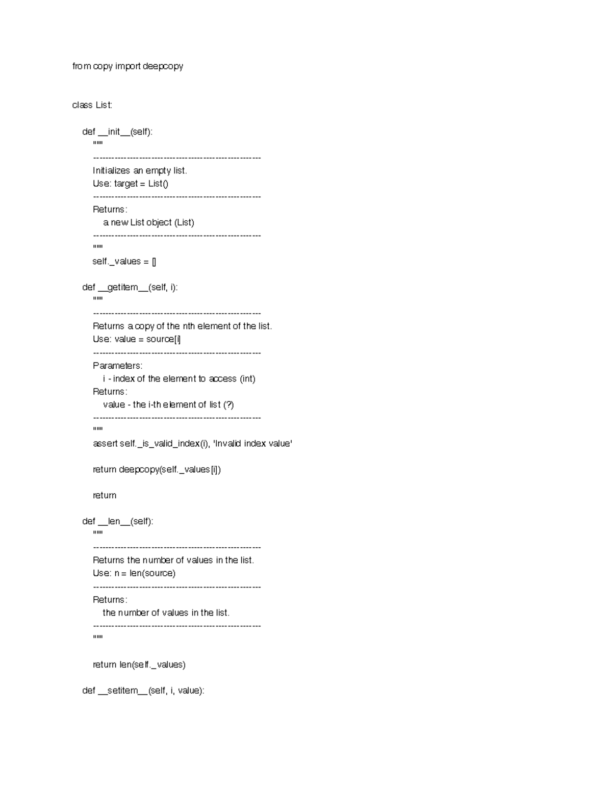 List arrray - This is the assignment of CP164. - from copy import deepcopy class List: def - Studocu