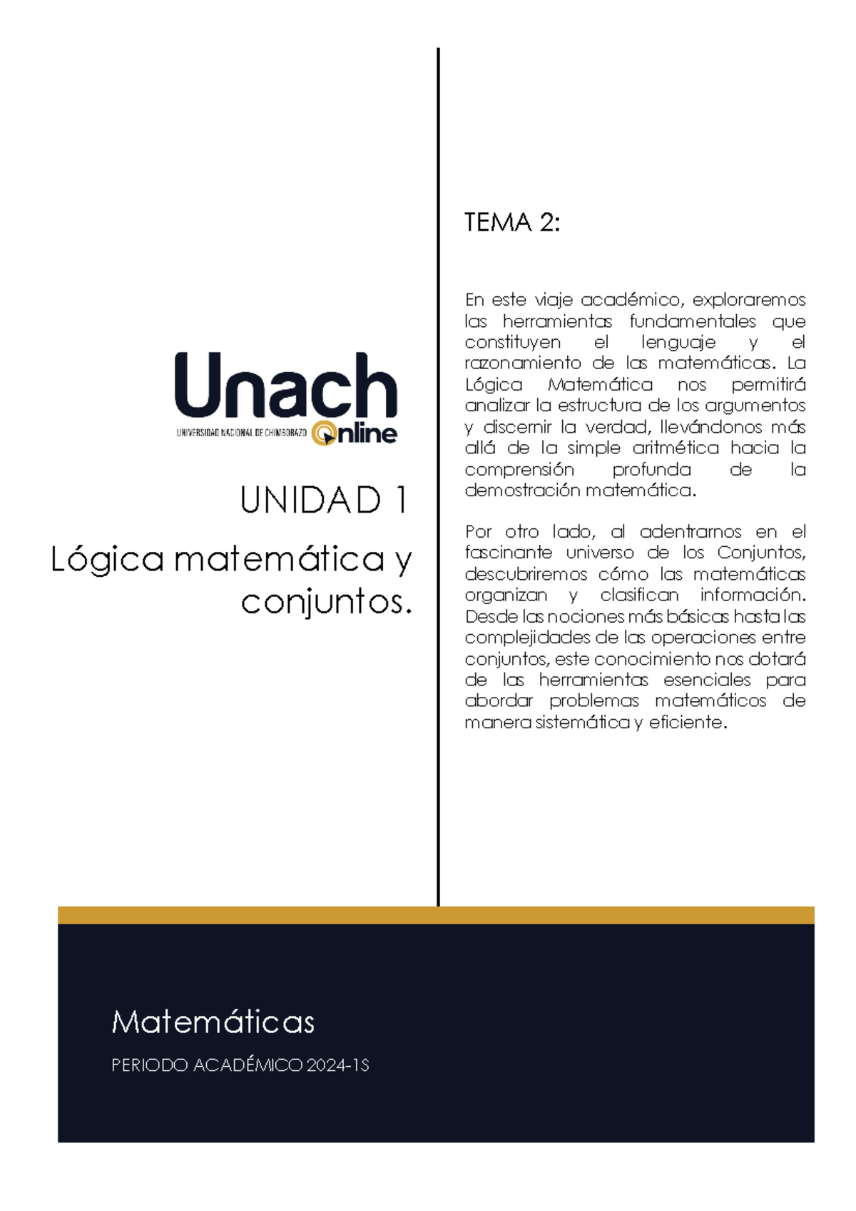 Matemática T2 - Resumen - UNIDAD 1 Lógica matemática y conjuntos. TEMA ...