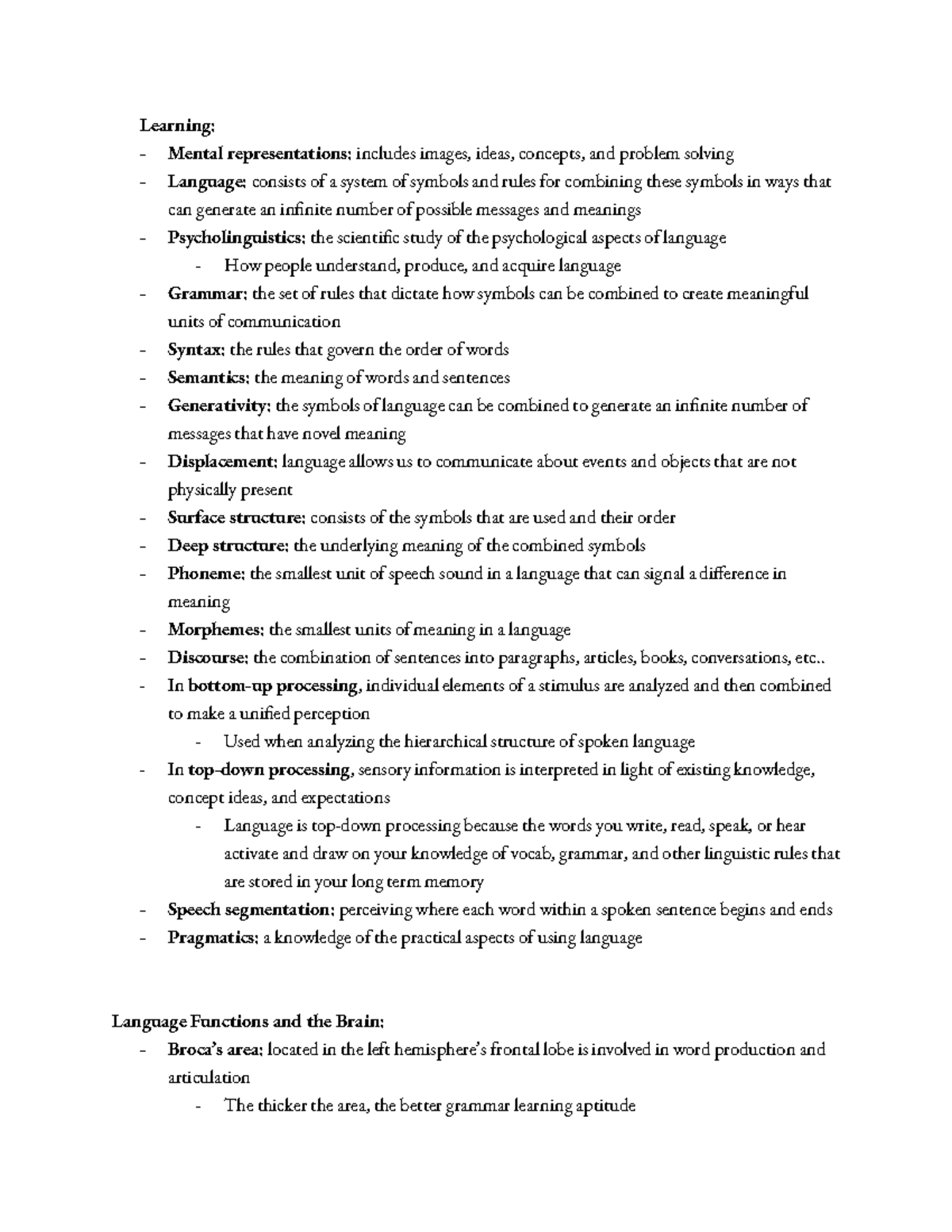 Language and Thinking - Chapter 14 - Learning: Mental representations ...