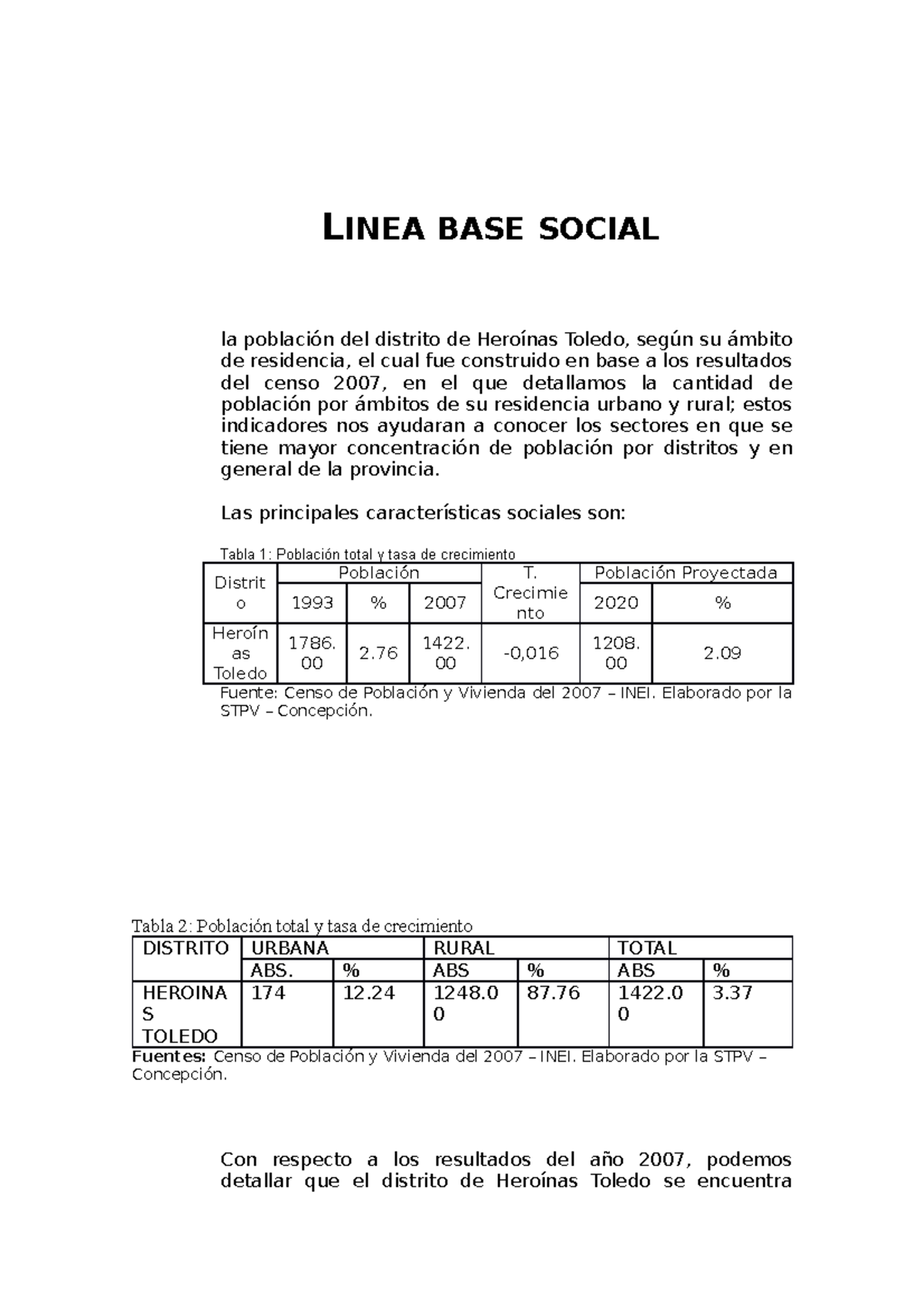 Linea base social - descripción de áreas auxiliares de un proyecto ...