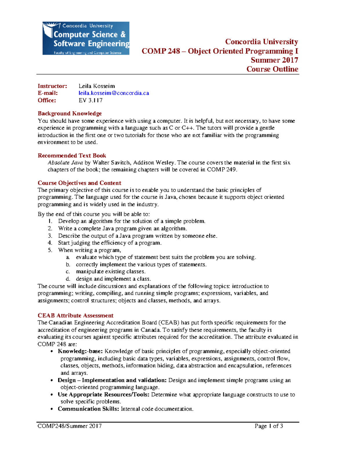 Comp 248 Outline Summer 2017 Warning Tt Undefined Function 32 Comp248 Summer 2017 Page 1 Of