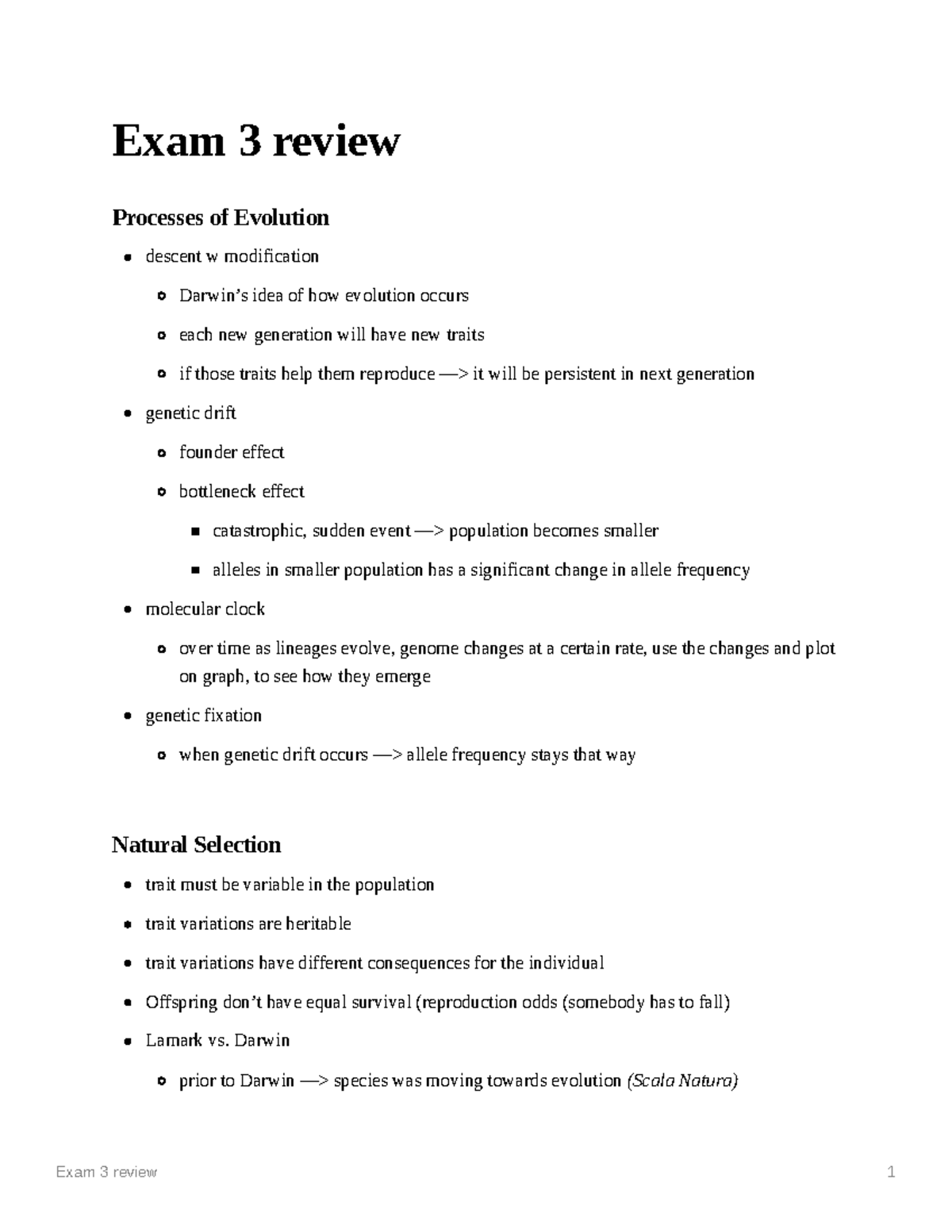 Exam 3 review - Exam 3 Dr. Roberts Notes - Exam 3 review Processes of ...