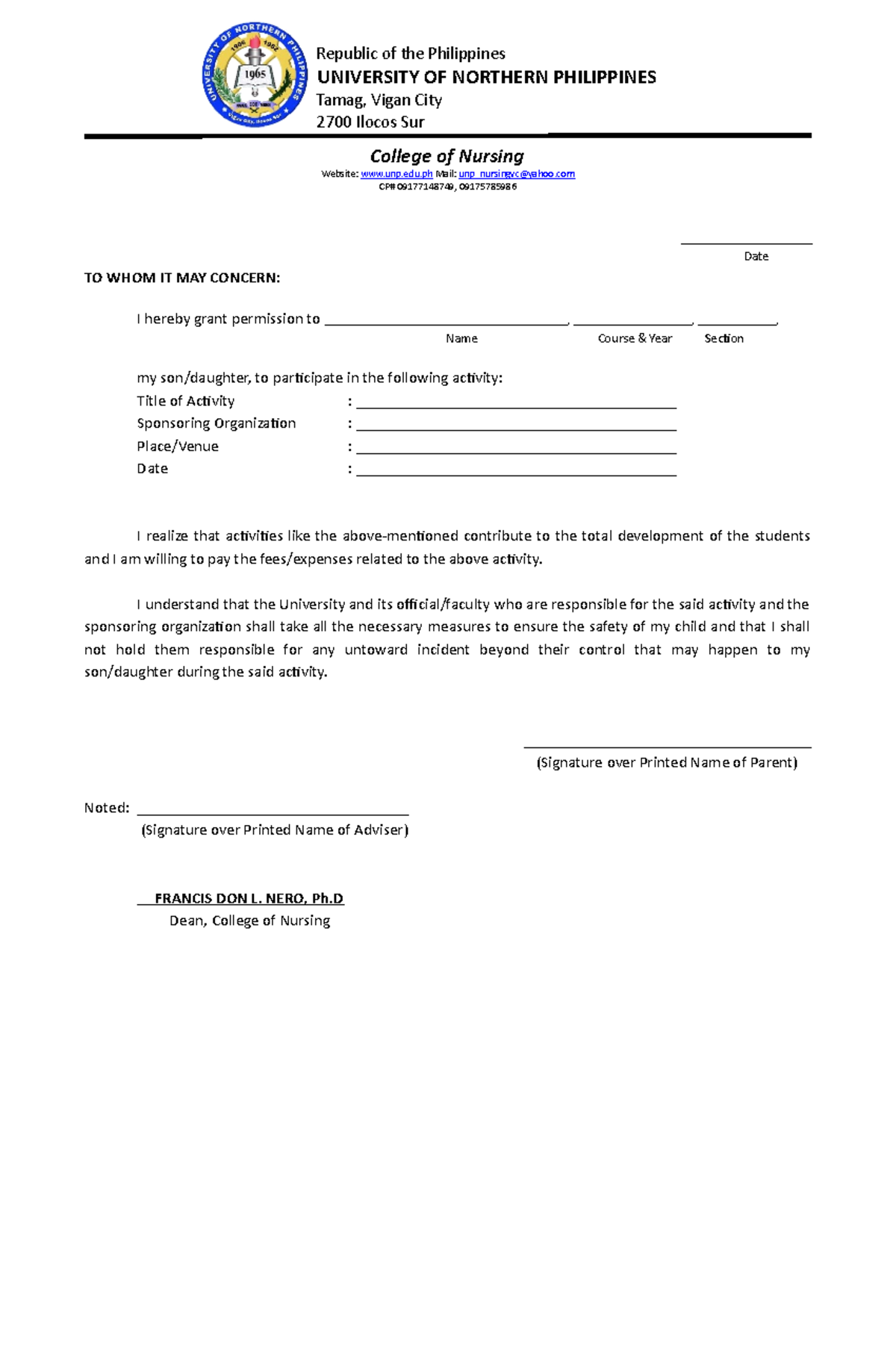 Parents-permit - - Studocu