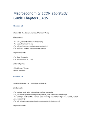 Macroeconomics ECON 210 Study Guide Chapters 4-6 - Macroeconomics ECON ...