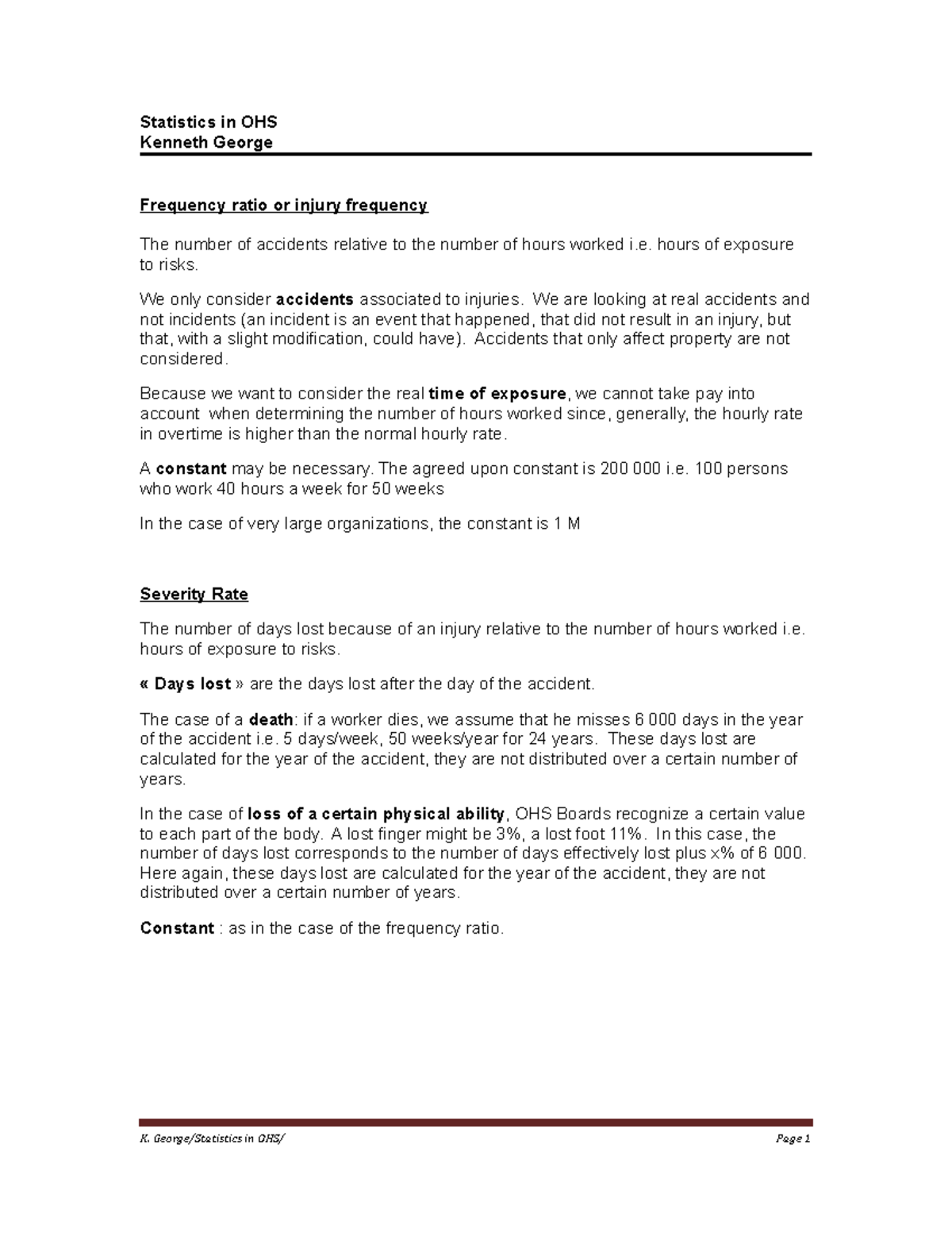 DP - Analyse statistique - Frequency and severity - Statistics in OHS ...