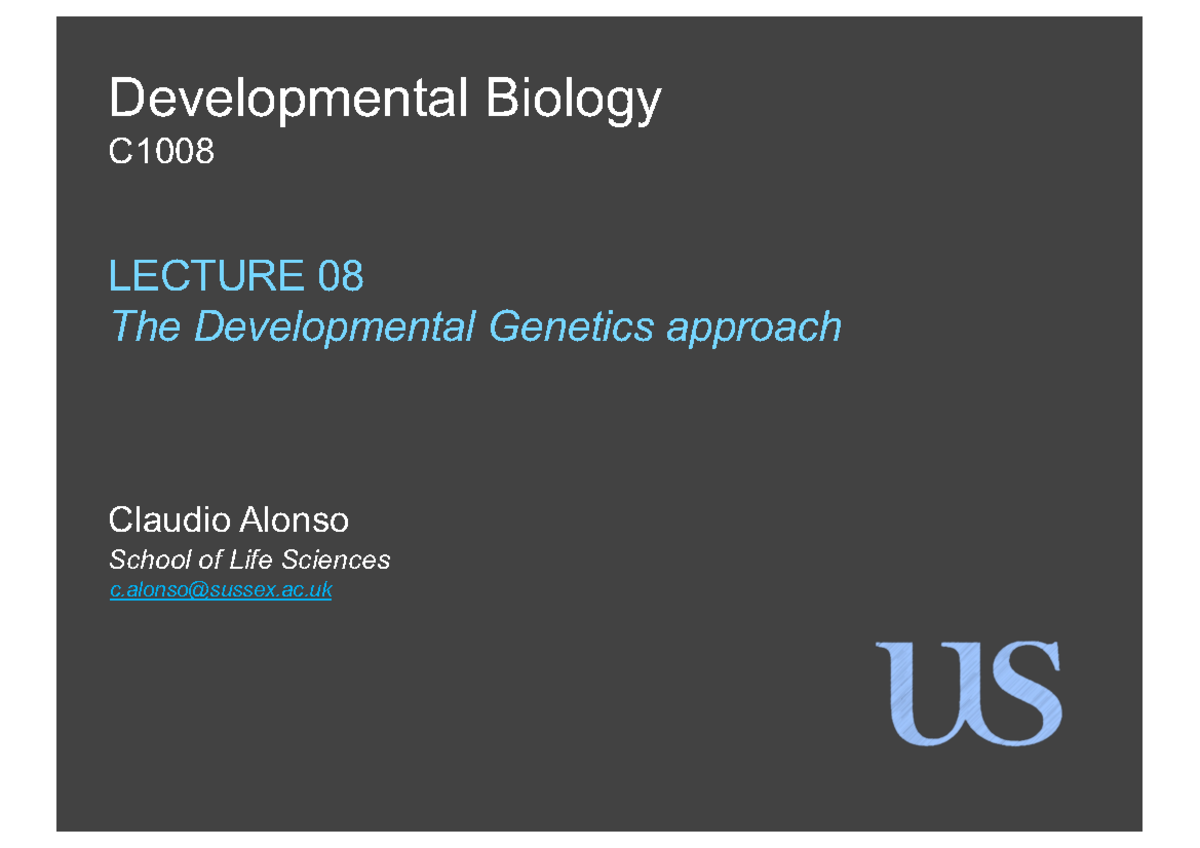 DB2024 L08 Developmental Genetics Preview - ####### Claudio Alonso ...