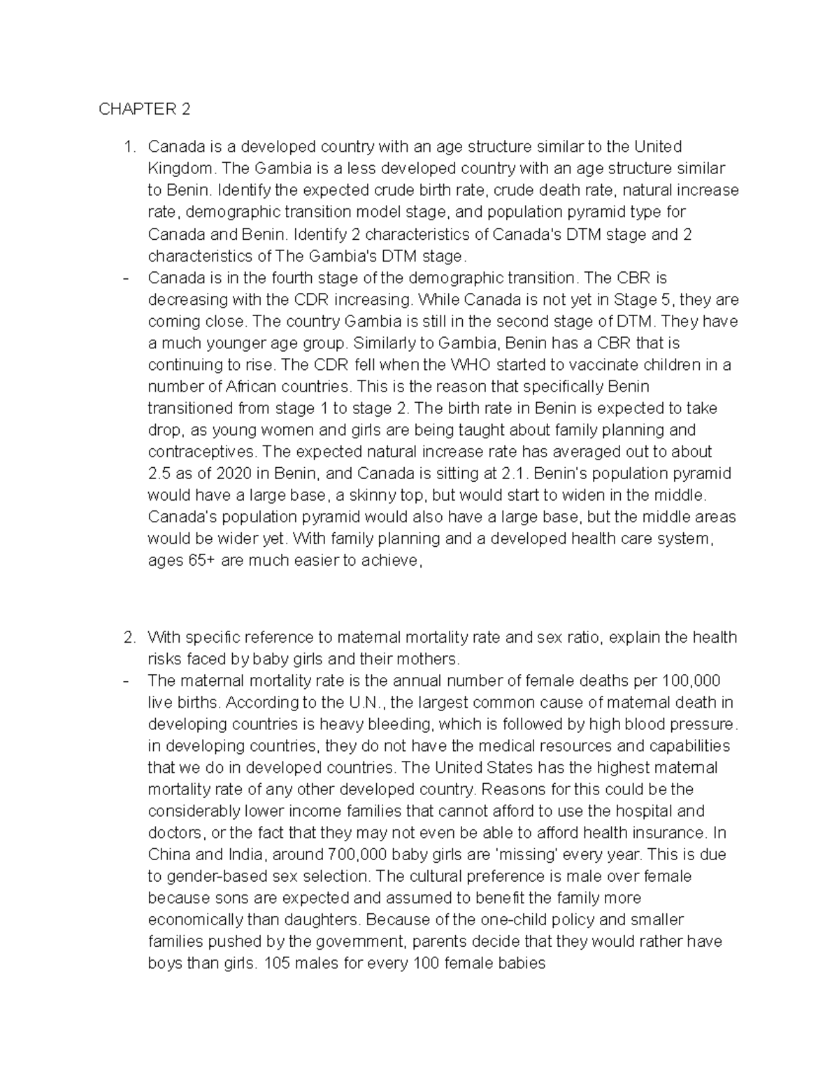 GEOG 1280 long answers - Not perfect but it's got the basics - CHAPTER ...
