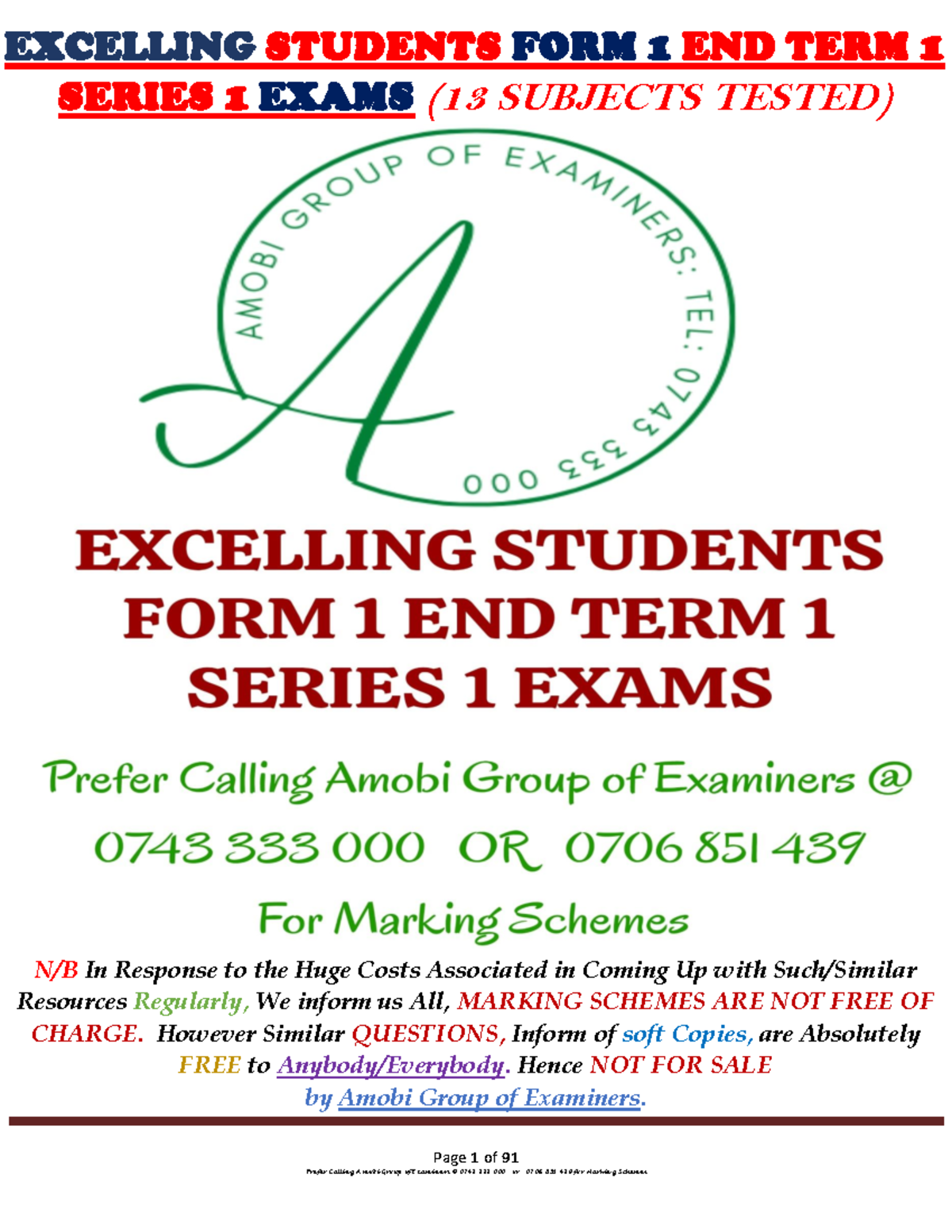 F1 ET1 S1 ES Q - Practice question 3 - Page 1 of 91 EXCELLING STUDENTS ...