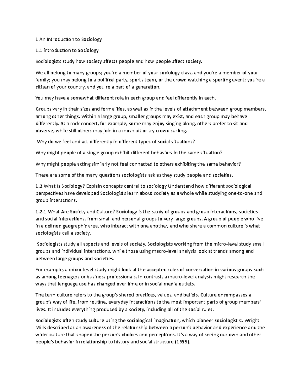 Social change intro to sociology notes - 1 An Introduction to Sociology ...