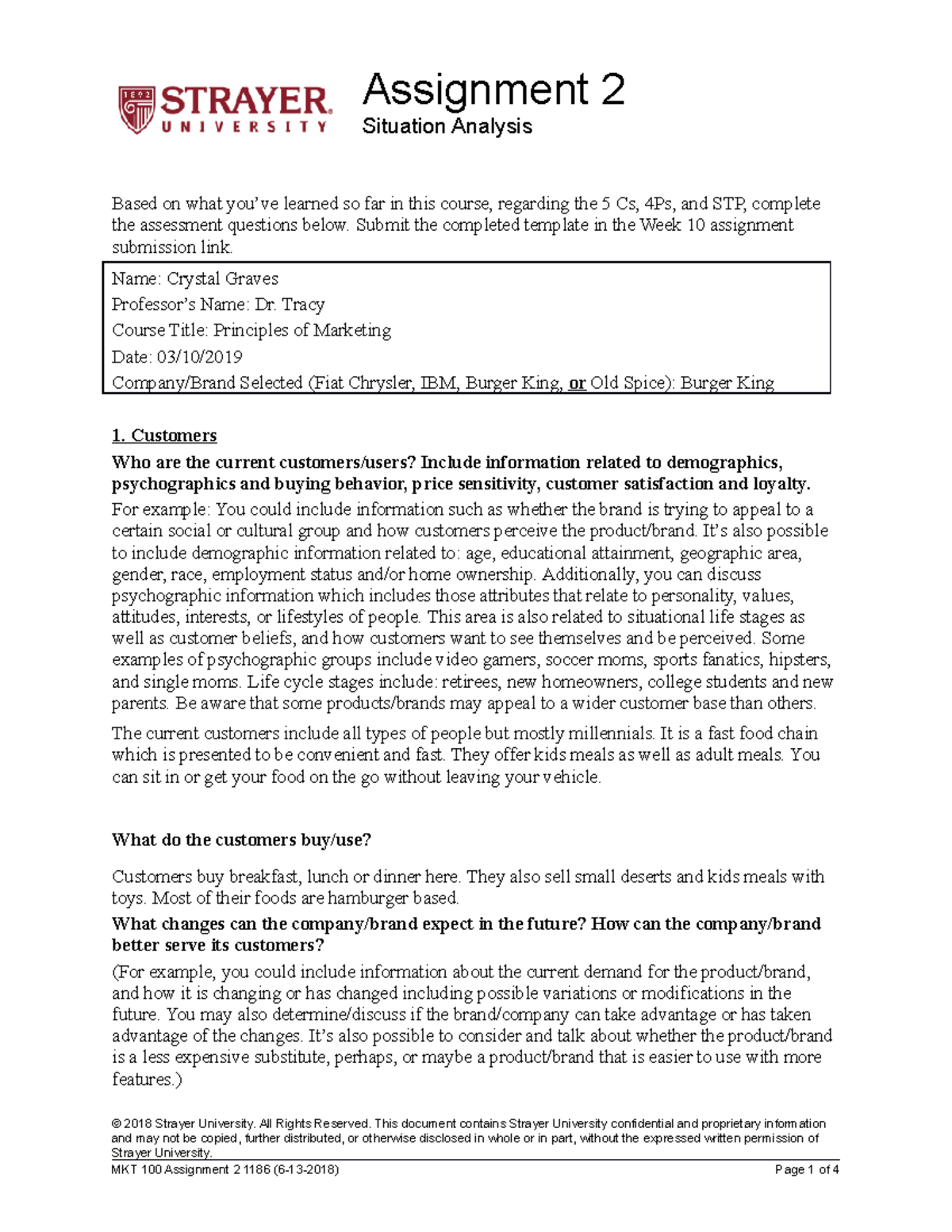 Graves Crystal Week10 Assignment 2 - Situation Analysis Based on what ...