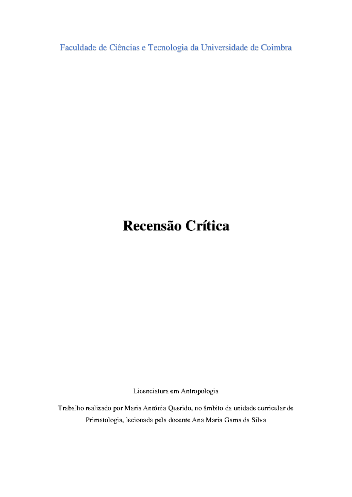 Artigo 4 recensão crítica PRIM - Faculdade de Ciências e Tecnologia da ...