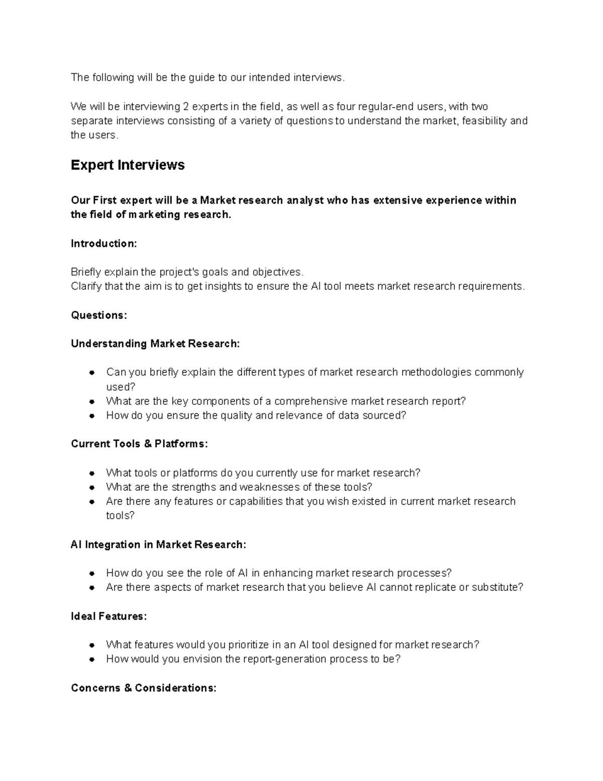 Final Interview Guide - The following will be the guide to our intended ...