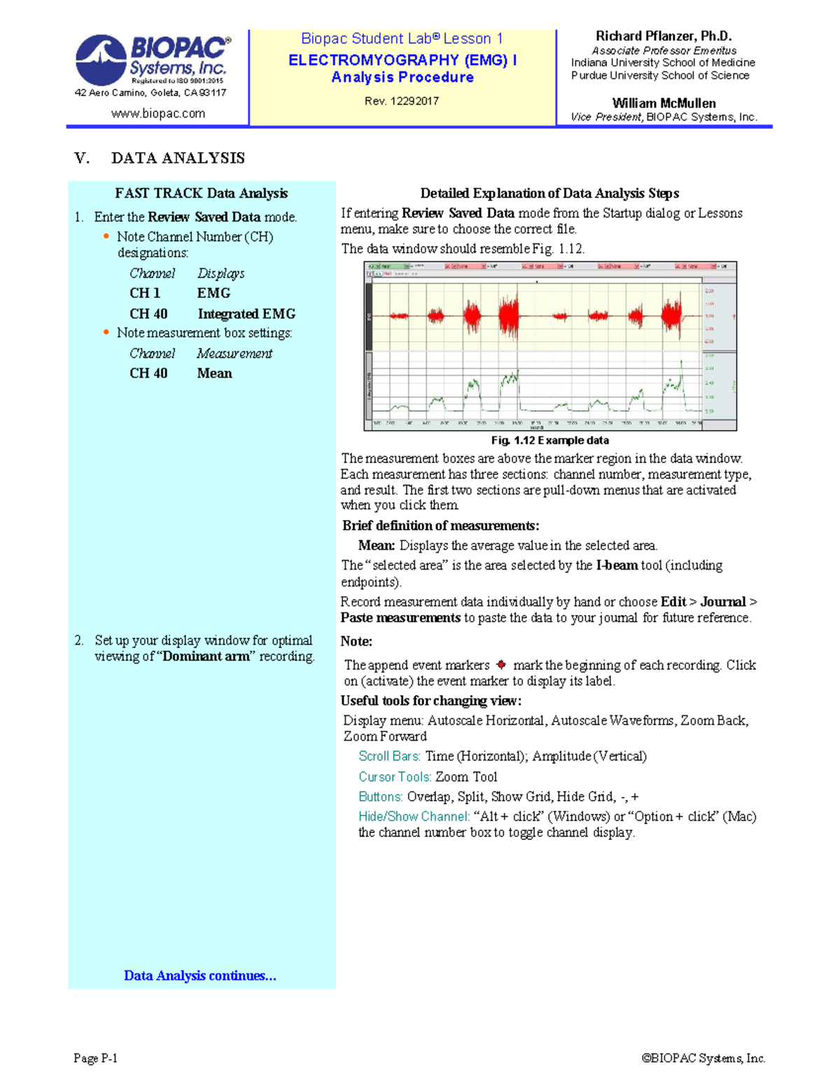 Lab4 - Lab 4 - Biopac Student Lab® Lesson 1 ELECTROMYOGRAPHY (EMG) I ...