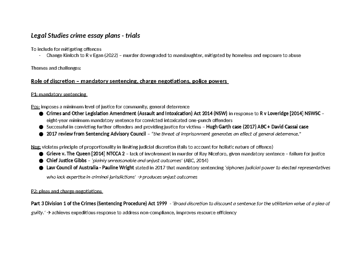 Copy of Trials Crime Essays - Legal Studies crime essay plans - trials ...