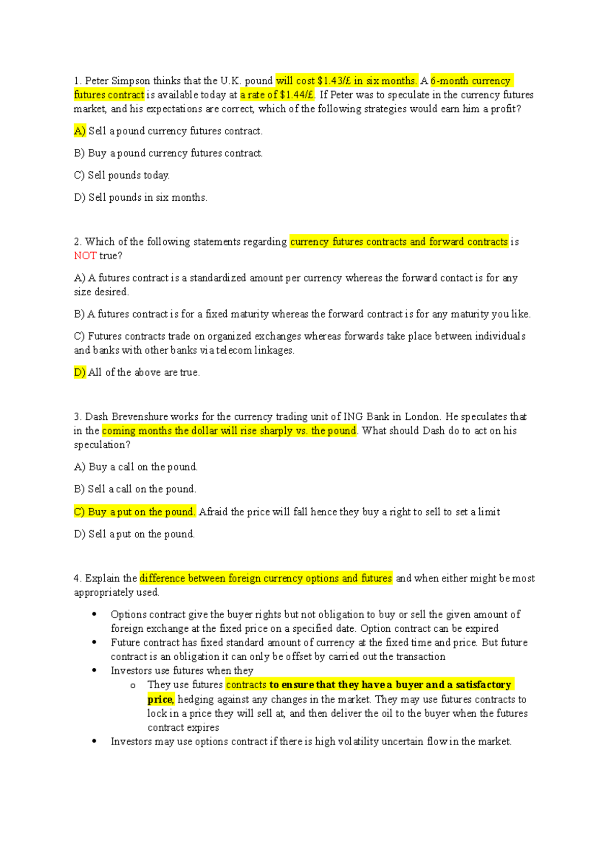 Week 4 - tutorial work - Peter Simpson thinks that the U. pound will ...