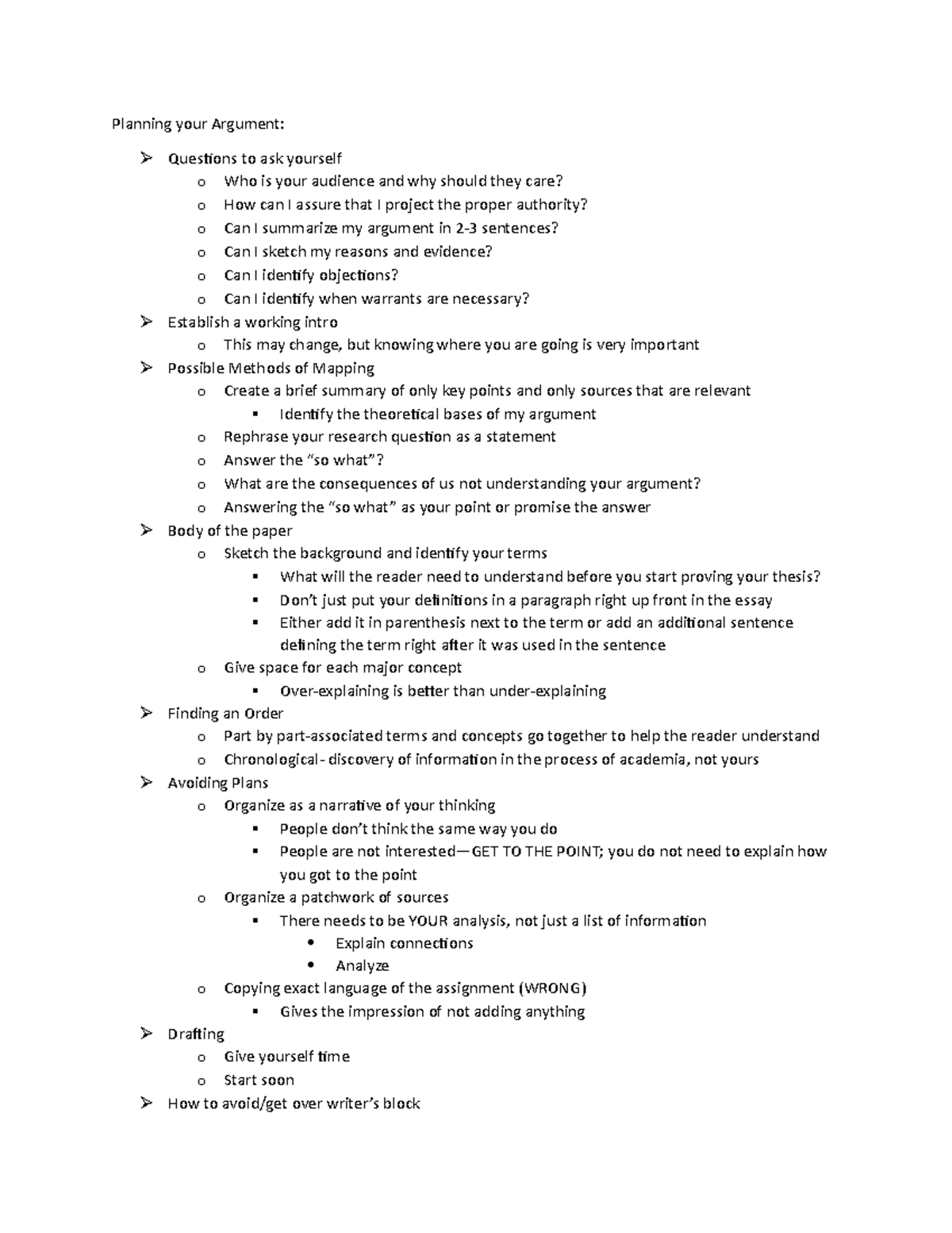 Planning your Argument - Planning your Argument: Questions to ask ...