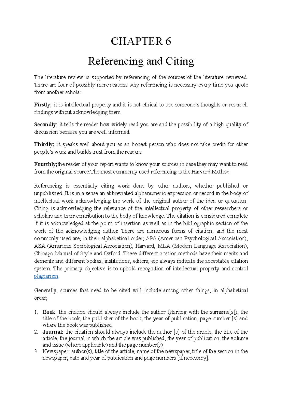 Research Methodology 2022 Lesson 8 Referencing - CHAPTER 6 Referencing ...