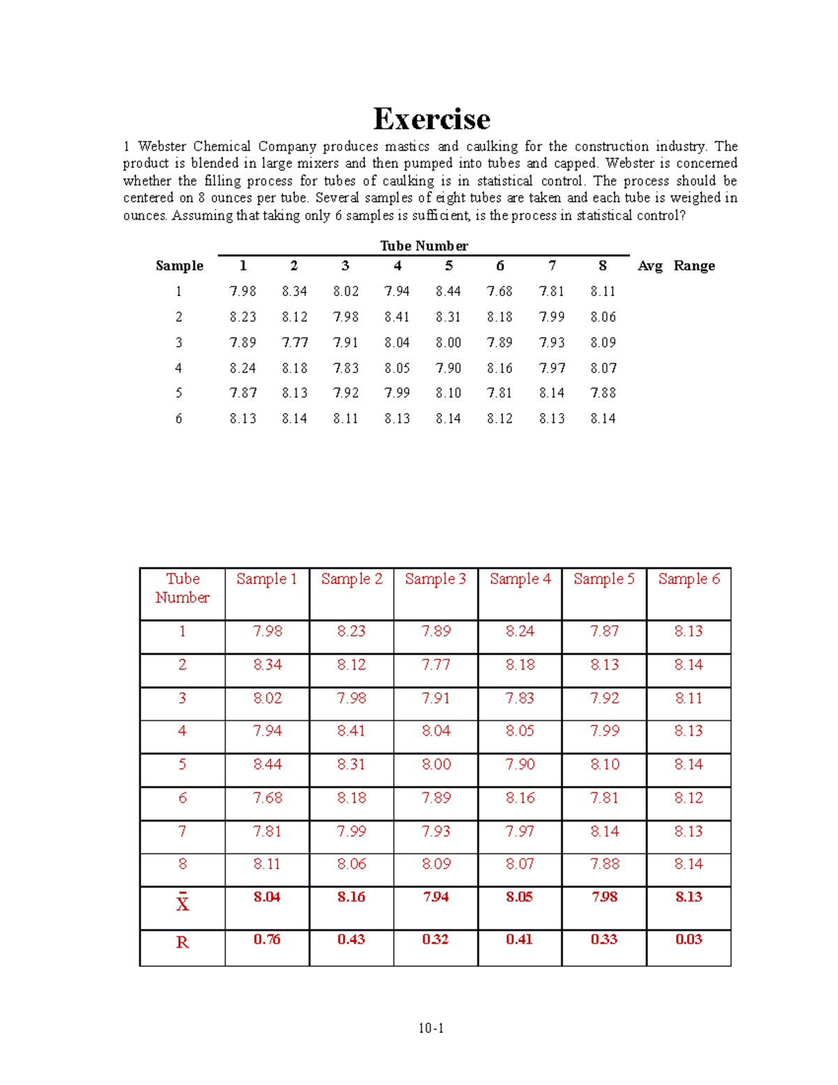 T4 Outline And Exercises Done Exercise 1 Webster Chemical Company