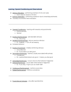 Learning- Operant Conditioning and Observational - Written - PSY 180 ...