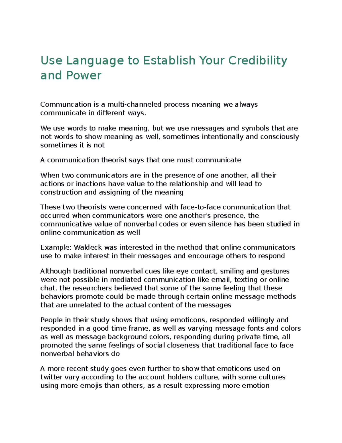 Use Language to Establish Your Credibility and Power 1 - Use Language ...