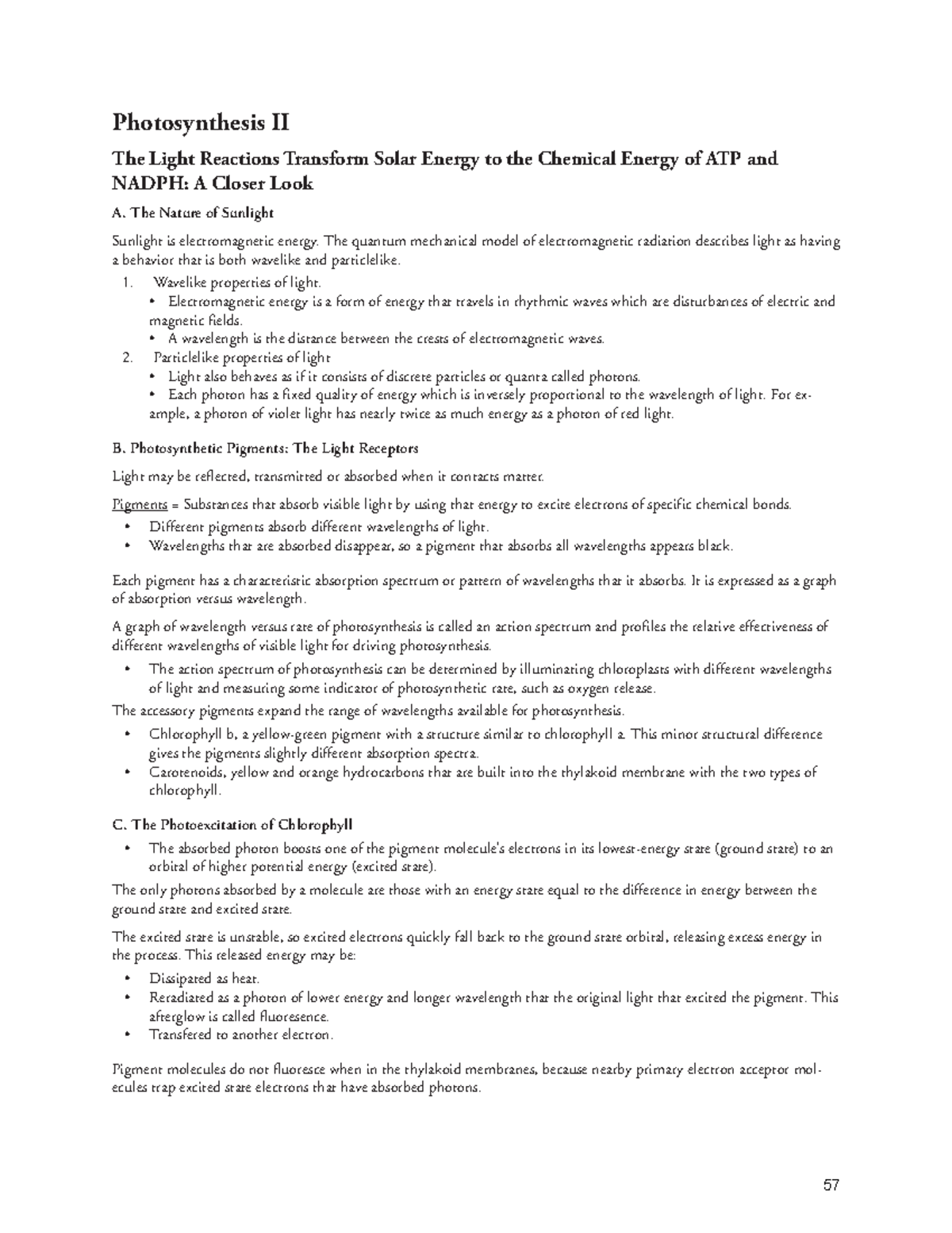 Lecture week 1 Cell Biology - Photosynthesis II The Light Reactions ...