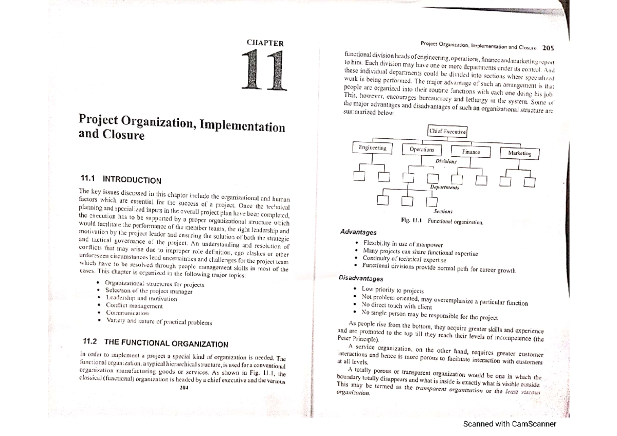 Pdf - Notes - CHAPTER Project Organization, Implementation and Closure ...