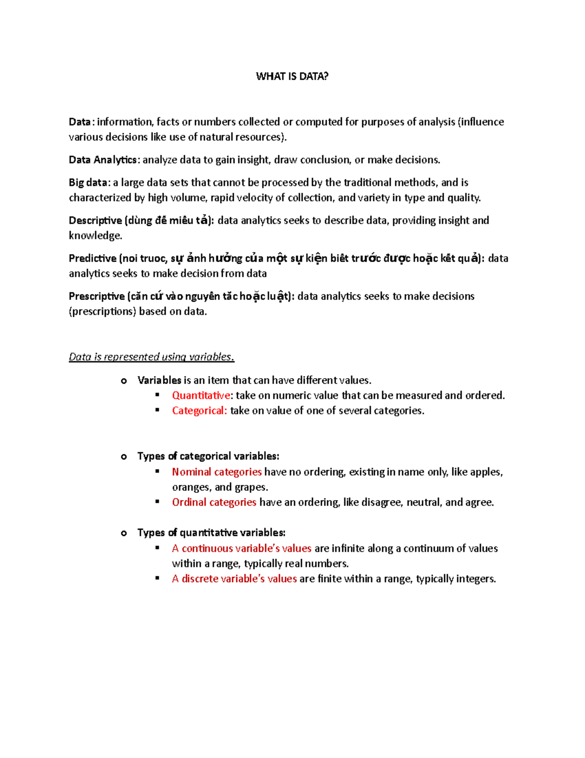 WHAT IS DATA - Lecture notes 1 - WHAT IS DATA? Data: information, facts ...