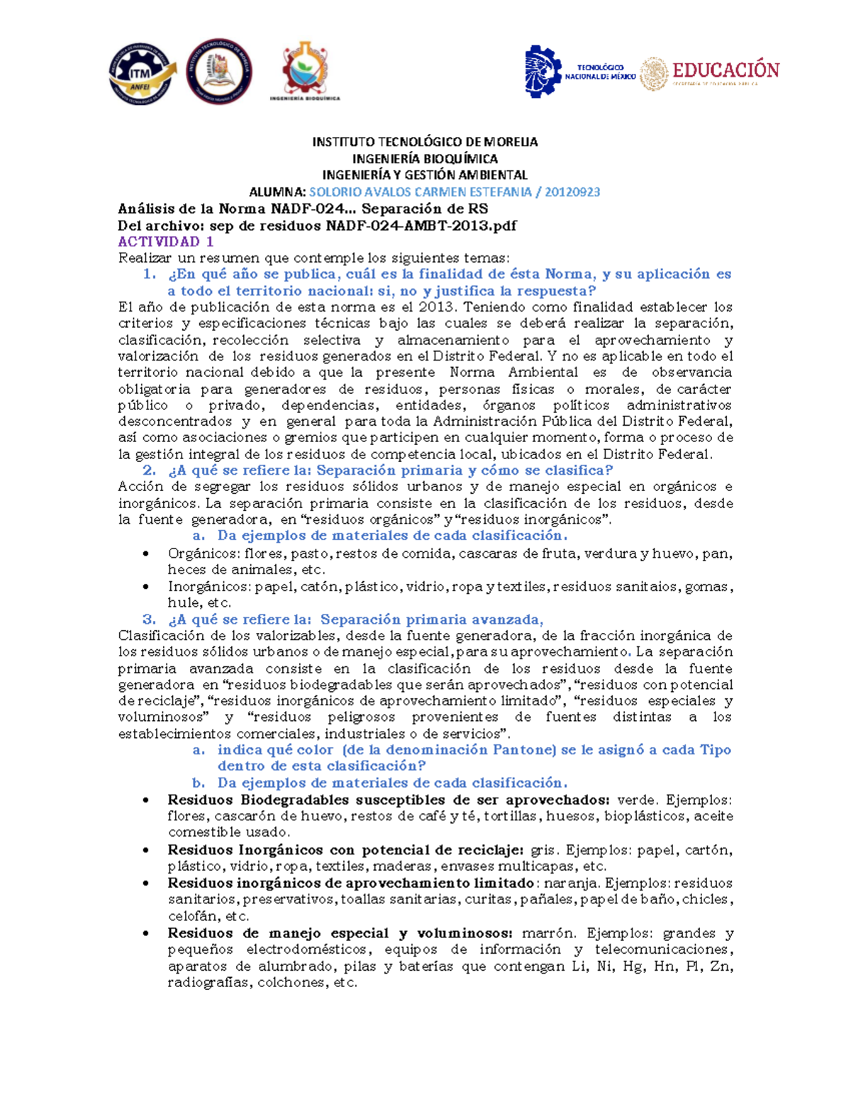 Análisis NOrma NADF 024 - INSTITUTO TECNOLÓGICO DE MORELIA INGENIERÍA ...