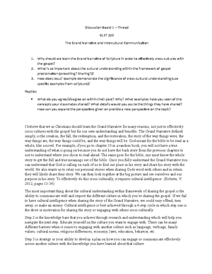 GLST 220 God's Story Reflection - Intercultural Communication ...