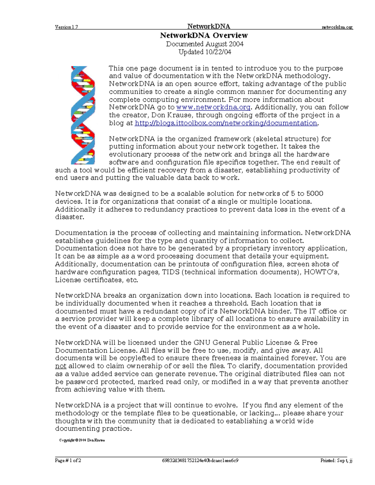 010 Network DNA Overview ver1 - Version 1 NetworkDNA networkdna ...