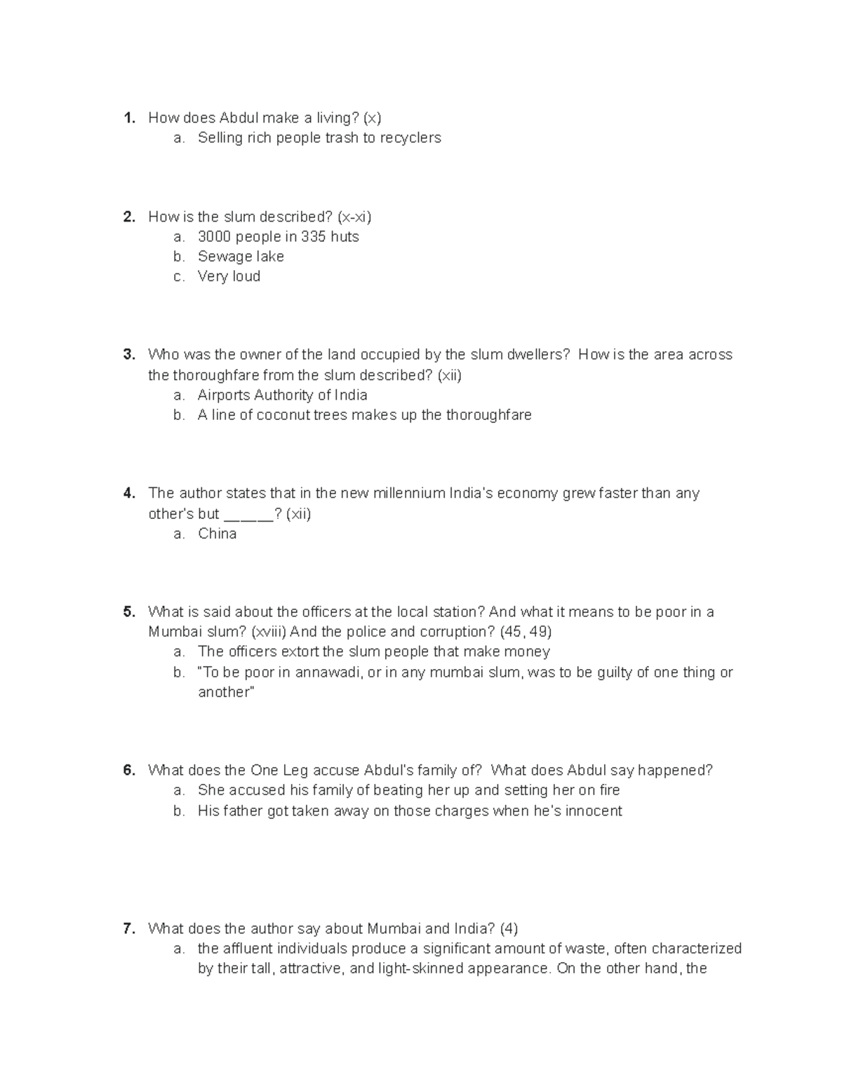Reading Self-Assessment 1 - How does Abdul make a living? (x) a ...