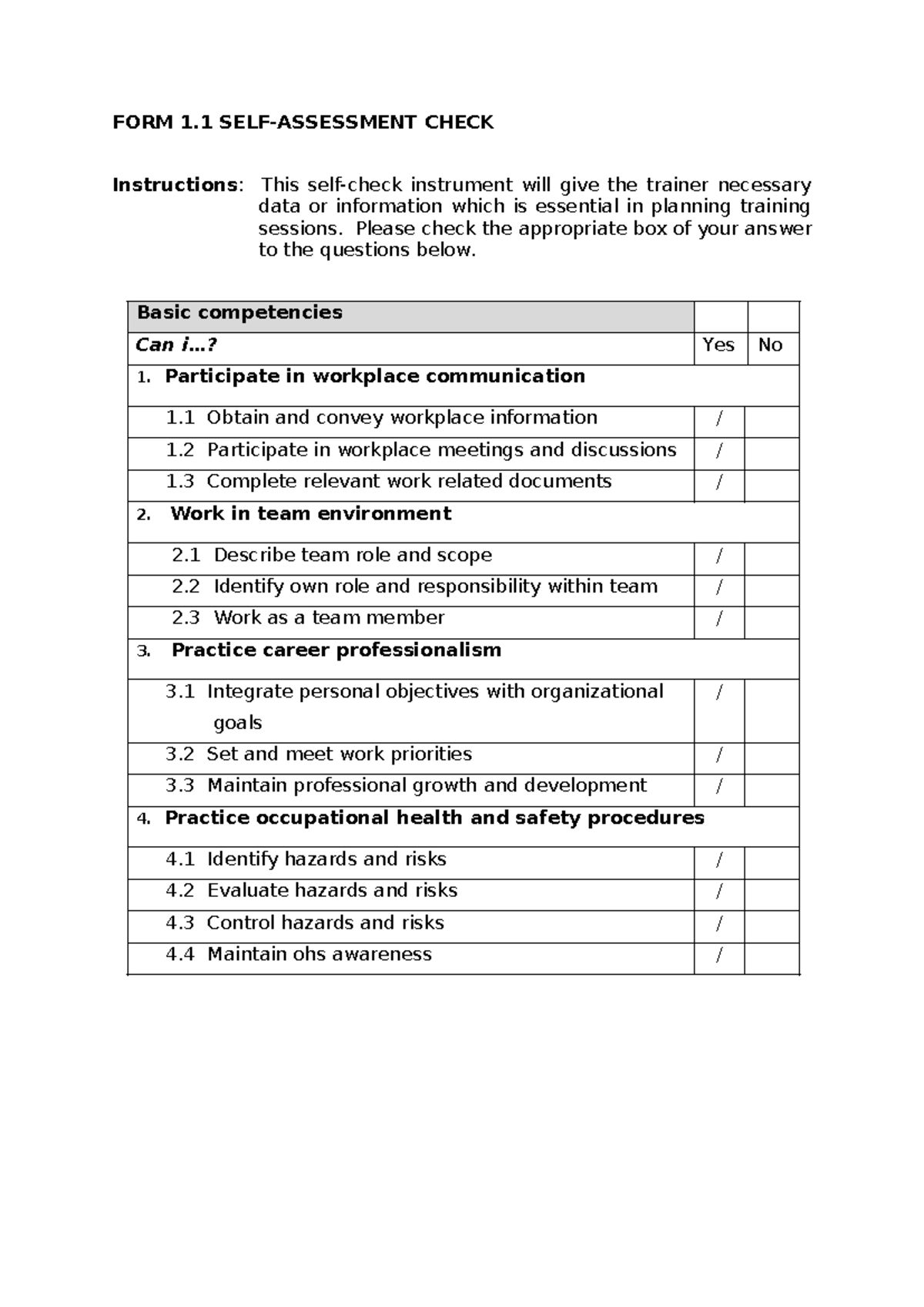 Salik, Abubakar M. - Form - 1 - FORM 1 SELF-ASSESSMENT CHECK Instructions: This self-check - Studocu