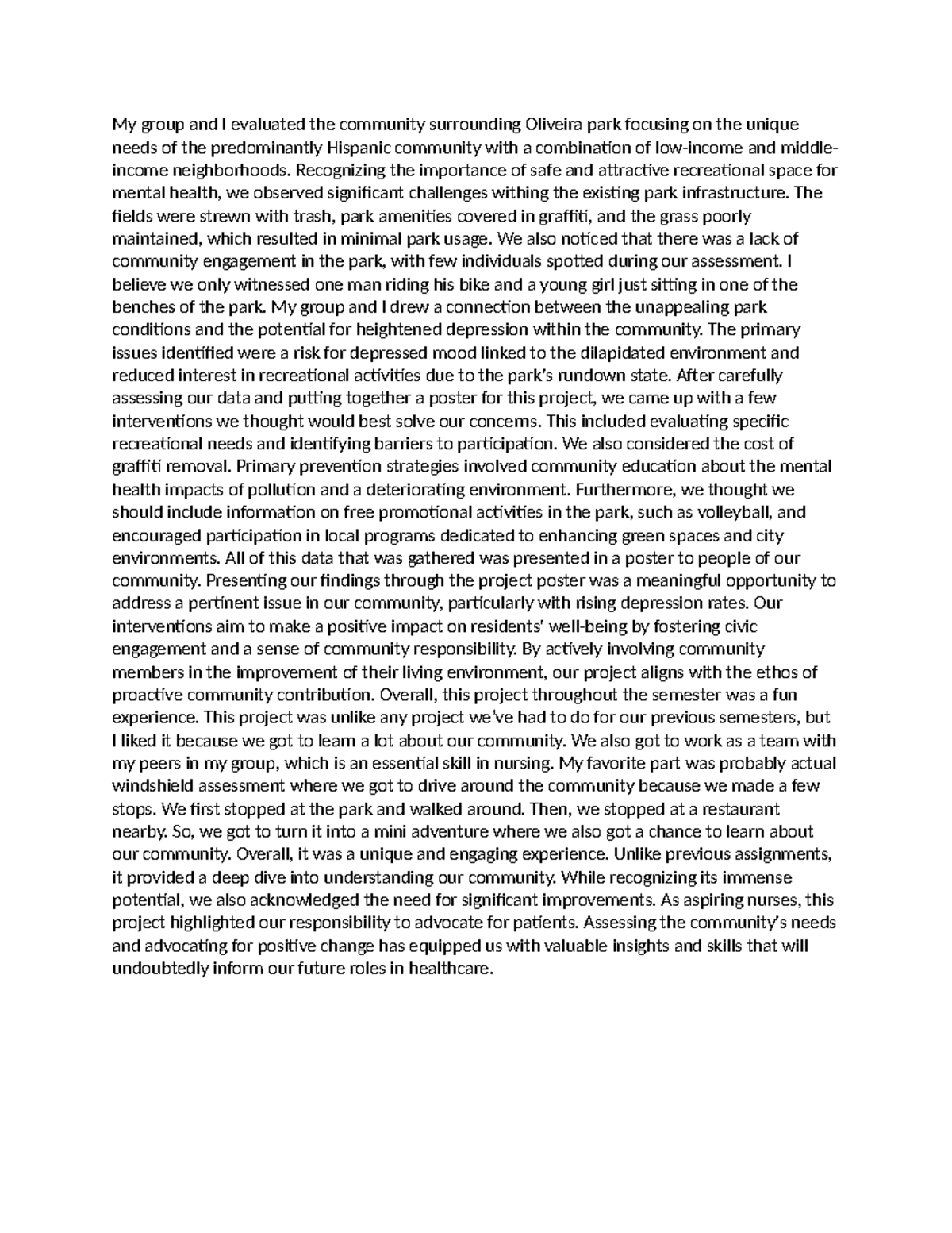 Reflection community - notes - My group and I evaluated the community ...