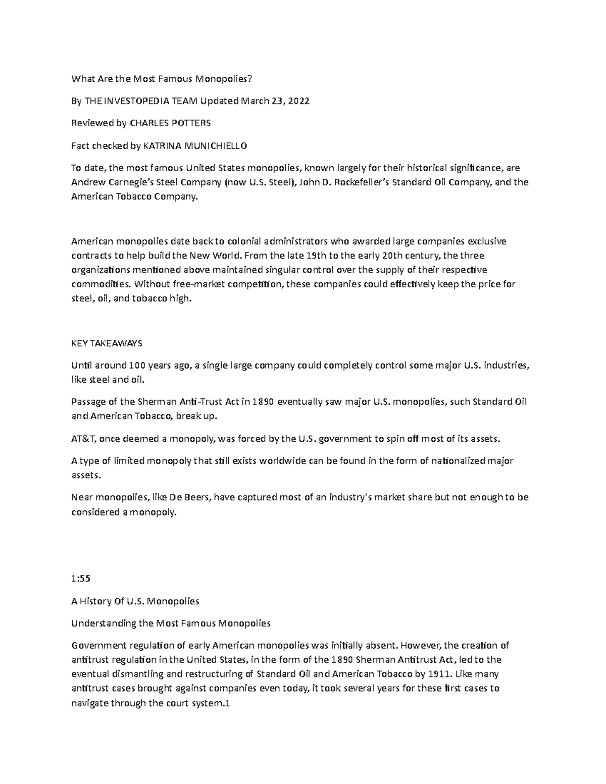 What Are the Most Famous Monopolies - Steel), John D. Rockefeller’s ...