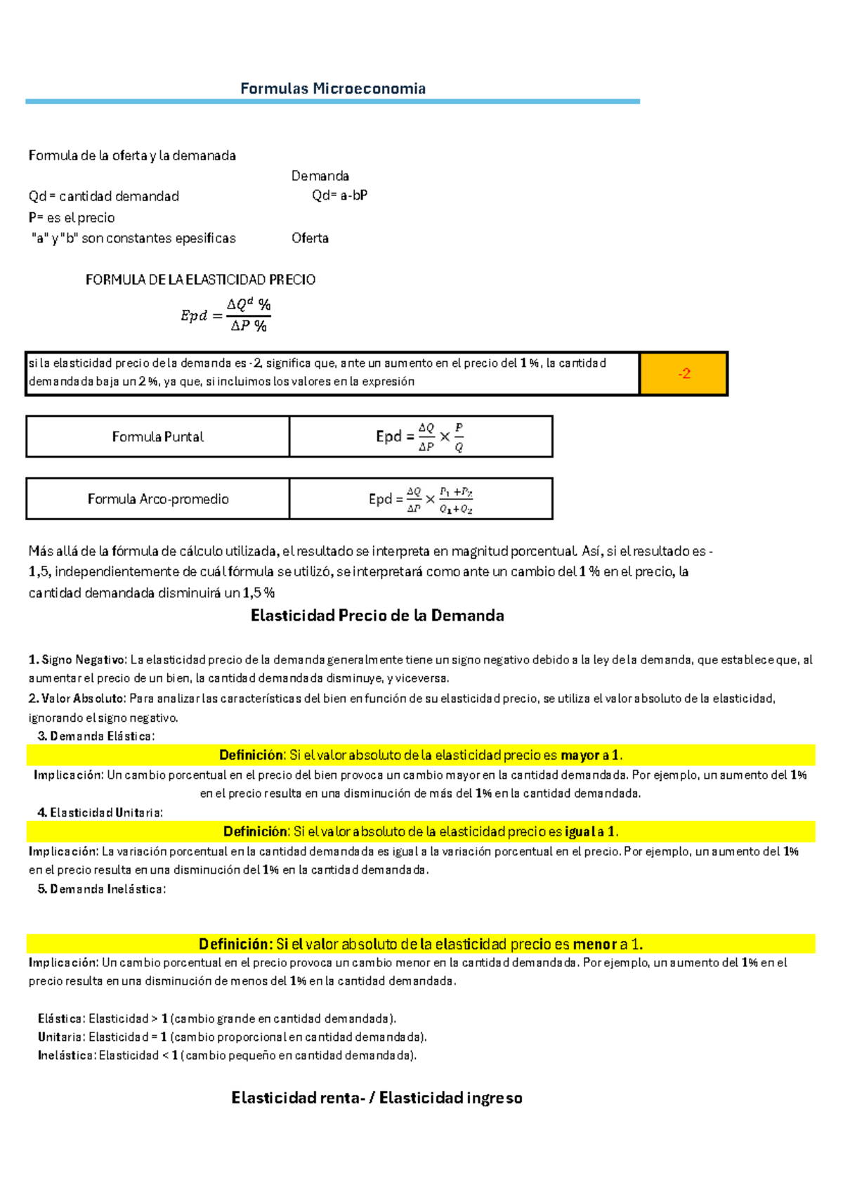 Apunte L2 explicado - Formula de la oferta y la demanada Demanda Qd ...