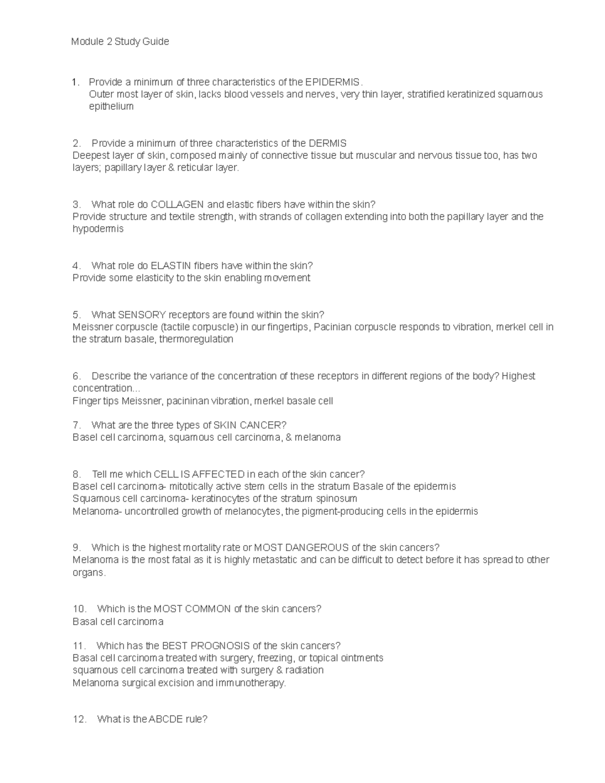 Study Guide FOR AP LAB Module 2 - Module 2 Study Guide Provide a ...