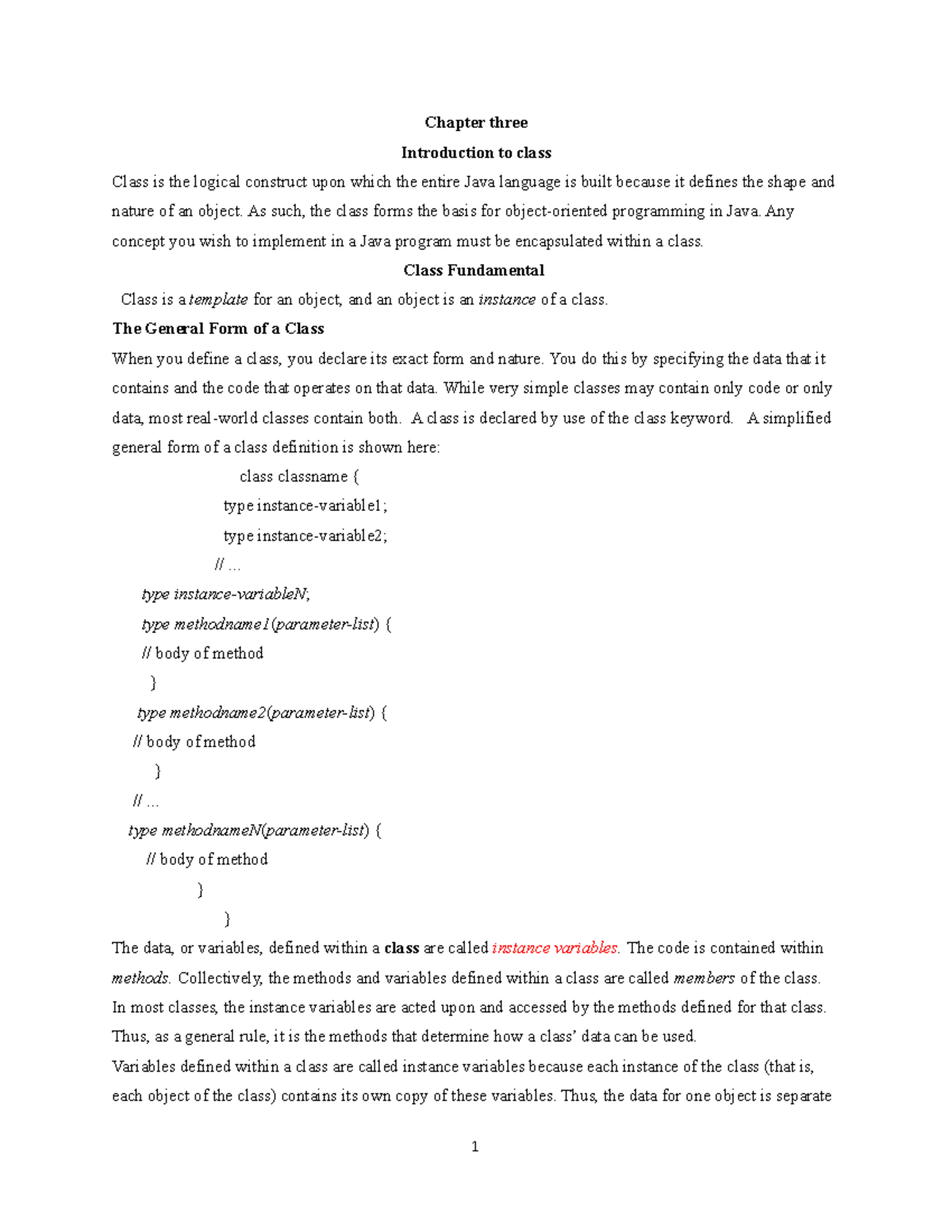 Chapter 3 Class MTU - this an additional course material for object ...