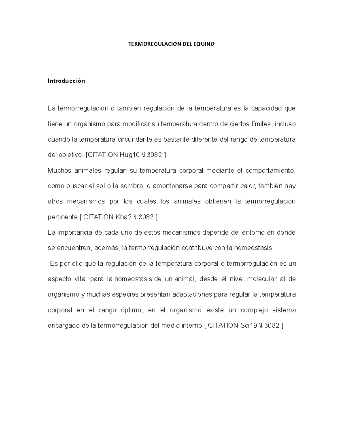 Termorregulación DEL Equino- Hecho por Yelitza Lopez Rodriguez año 2021 ...
