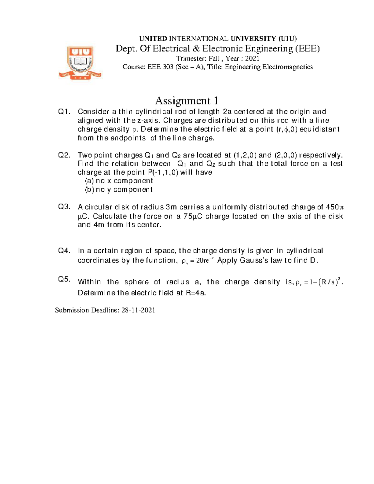 213 EEE303Sec A Ass01 - 213 EEE303 Course Syllabus213 EEE303 Course ...