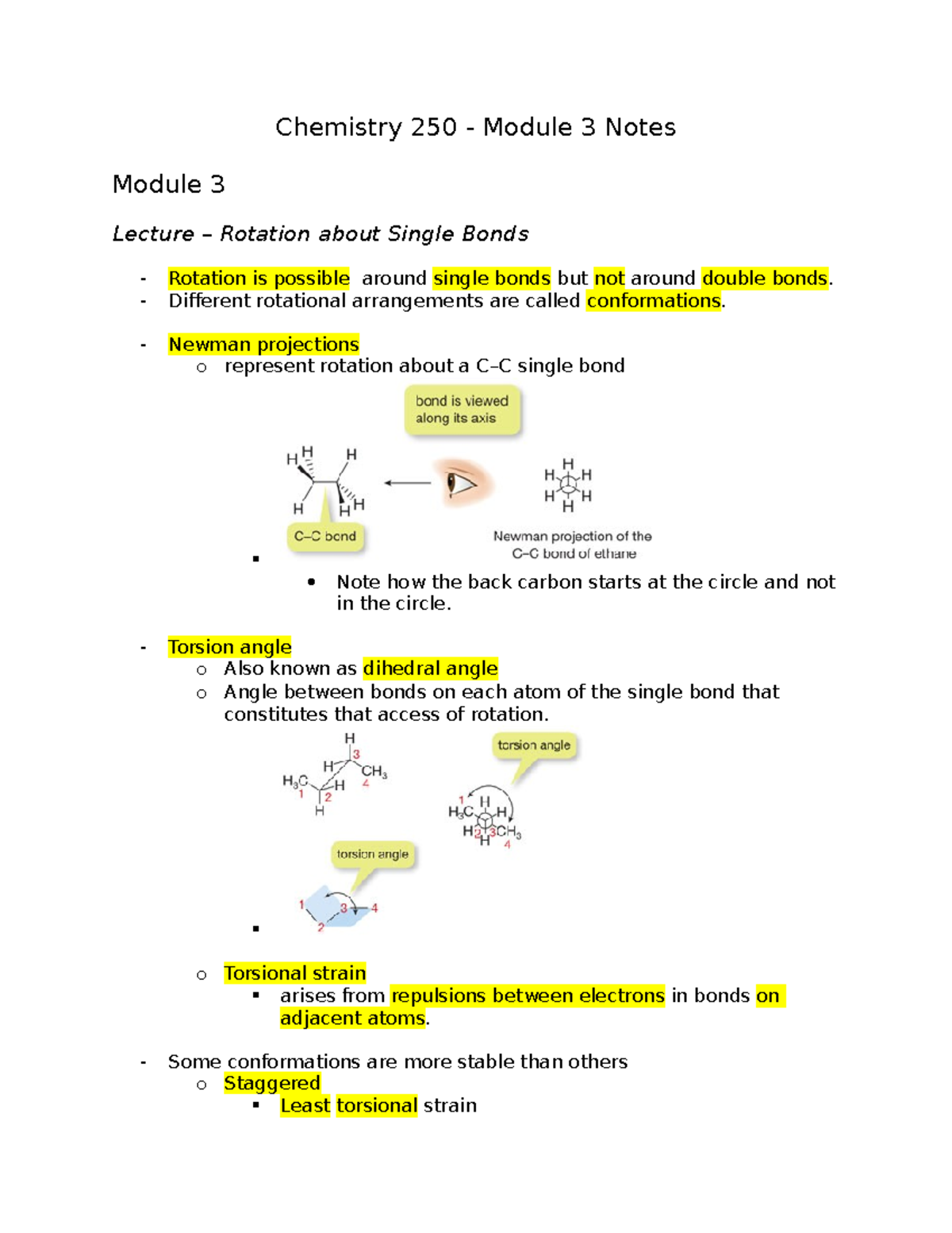 Module 3 - Notes - Chemistry 250 - Module 3 Notes Module 3 Lecture ...