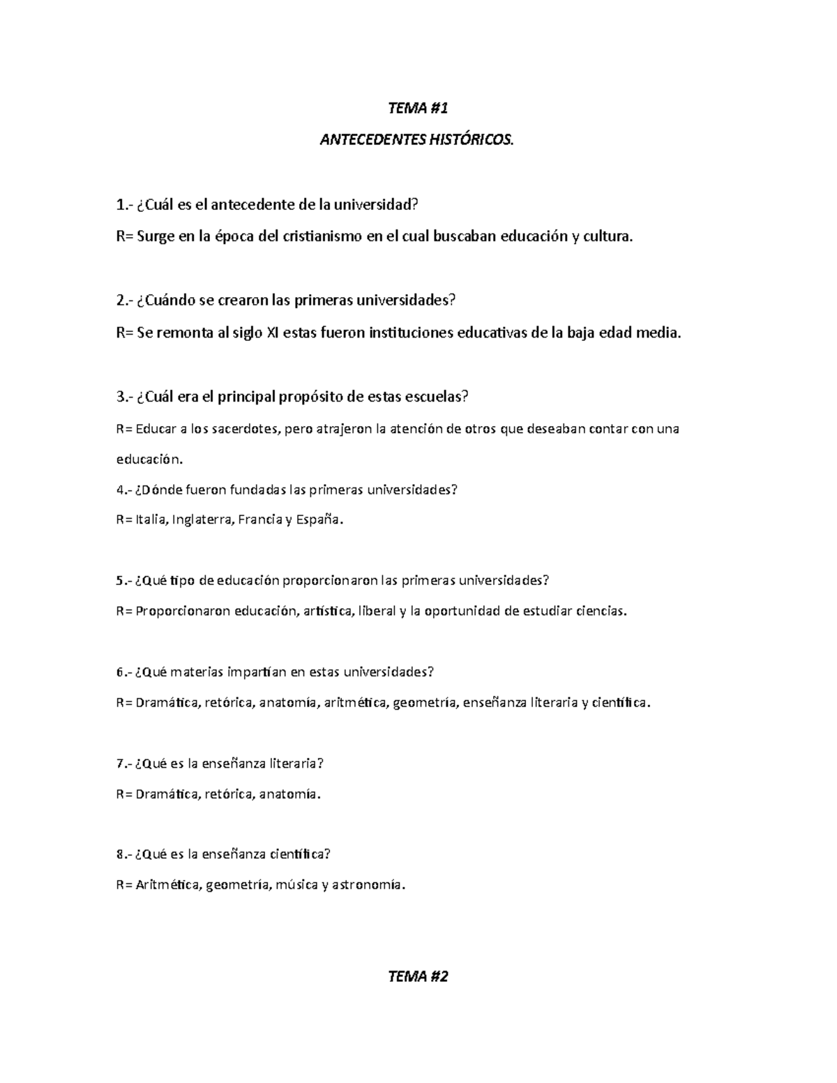 Preguntas DE CADA UNO DE LOS Temas - TEMA ANTECEDENTES HISTÓRICOS. 1 ...