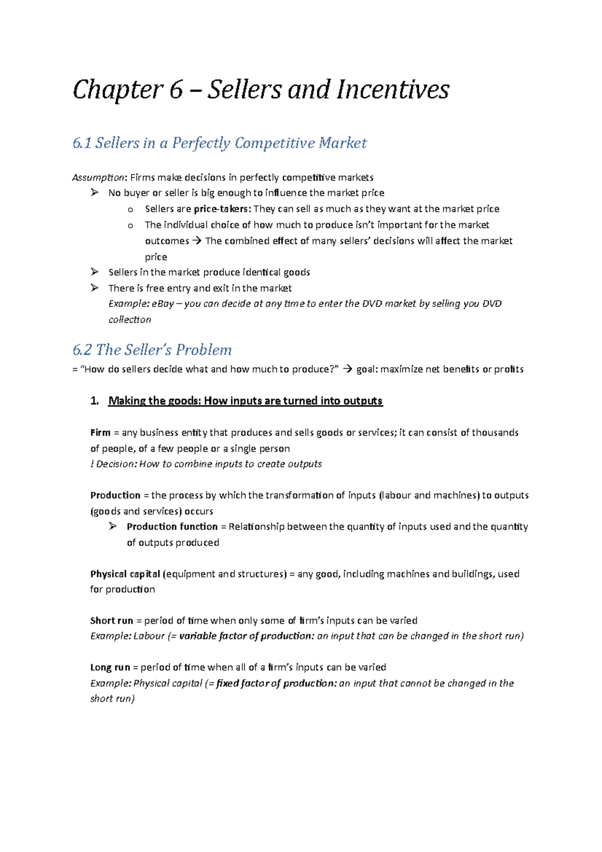 Chapter 6 Sellers and Incentives - Chapter 6 – Sellers and Incentives 6 ...